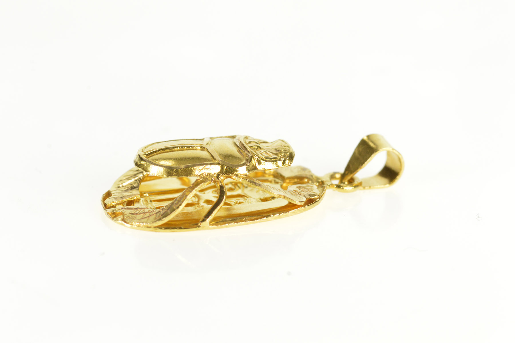 18K 3D Ancient Egyptian Scarab Ankh Symbol Yellow Gold Charm/Pendant ...