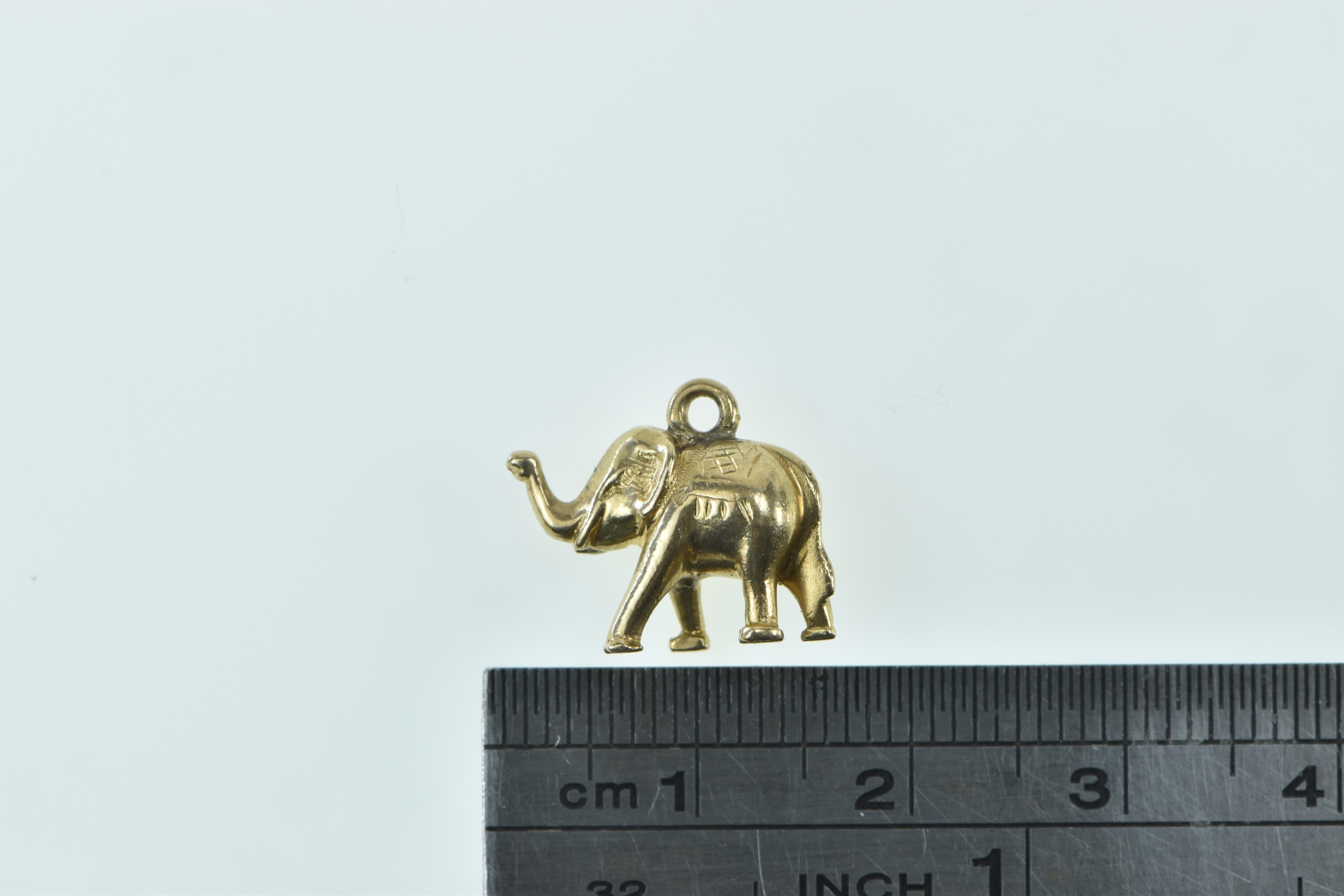 18K 3D Elephant Animal Patience Strength Symbol Yellow Gold Charm ...