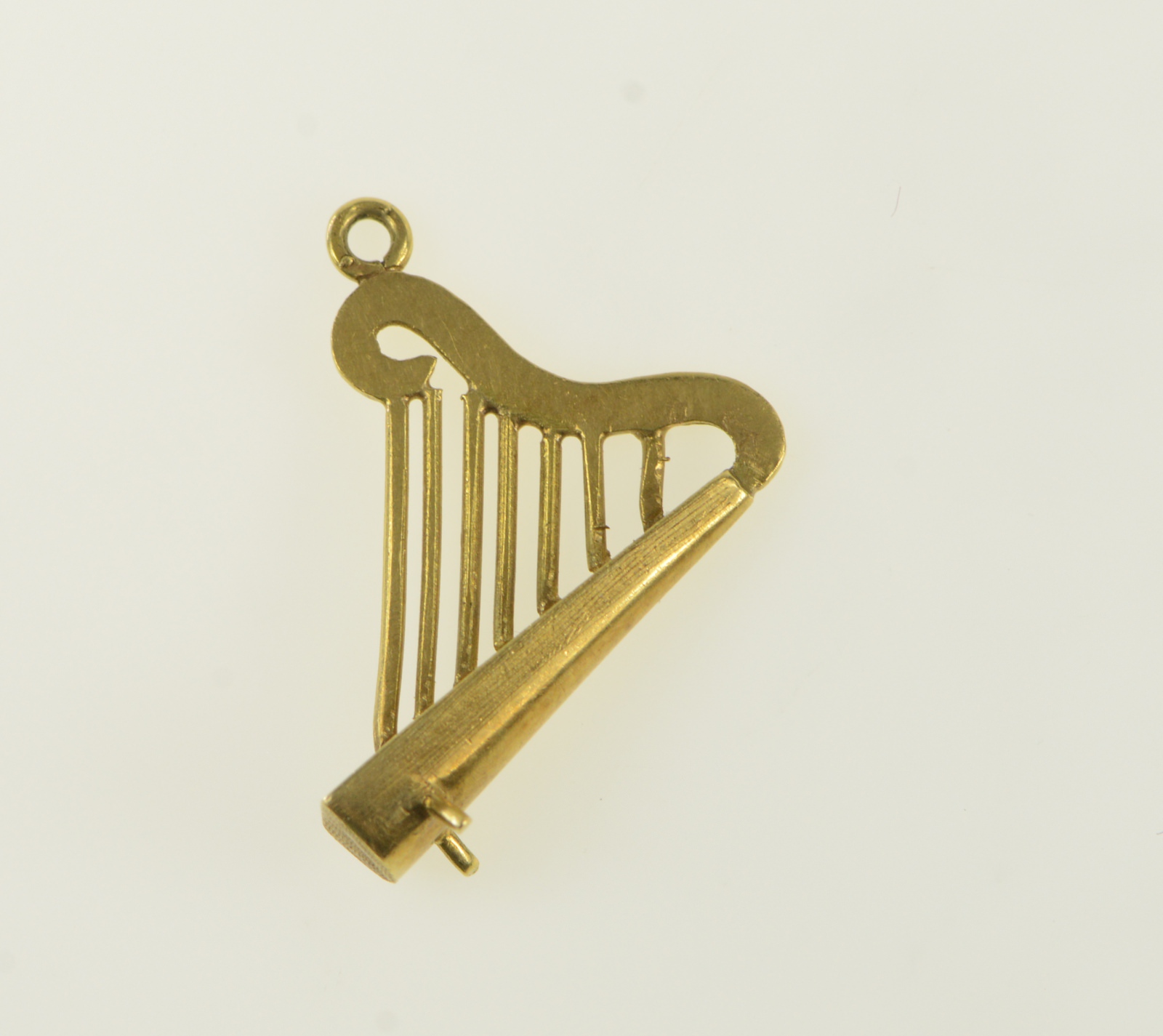 18K 3D Harp Musical Instrument Vintage Yellow Gold Charm/Pendant ...