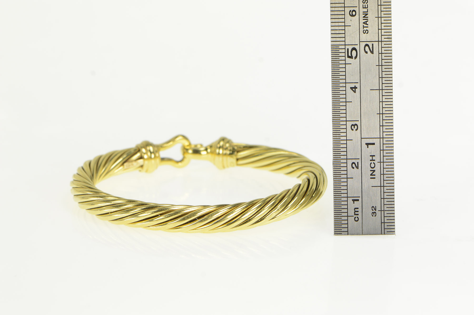 18K 7mm David Yurman Twist Hook Bangle Yellow Gold Bracelet 6.25 ...