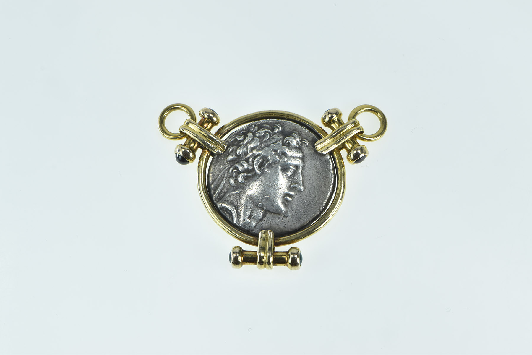 18K Ancient Greek Coin Ornate Slide Statement Yellow Gold Pendant ...