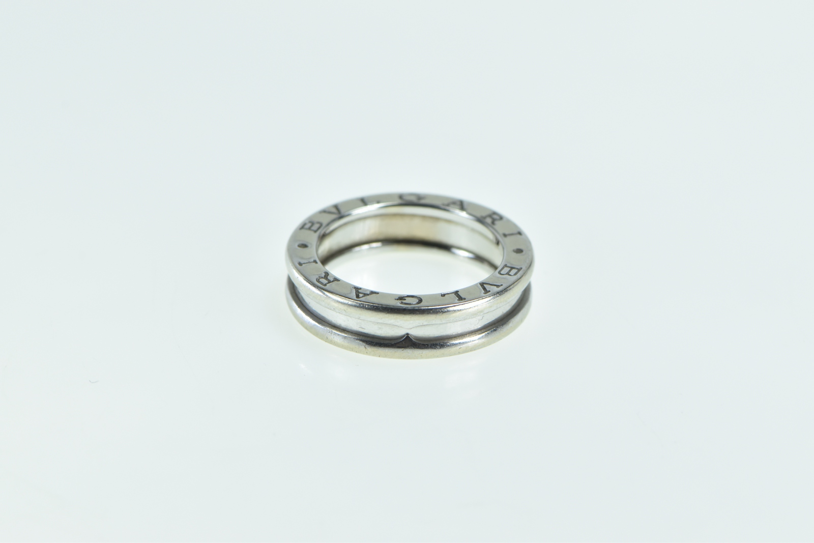 18K BVLGARI Designer Band B Zero Wedding Band White Gold Ring, Size 4.5 ...