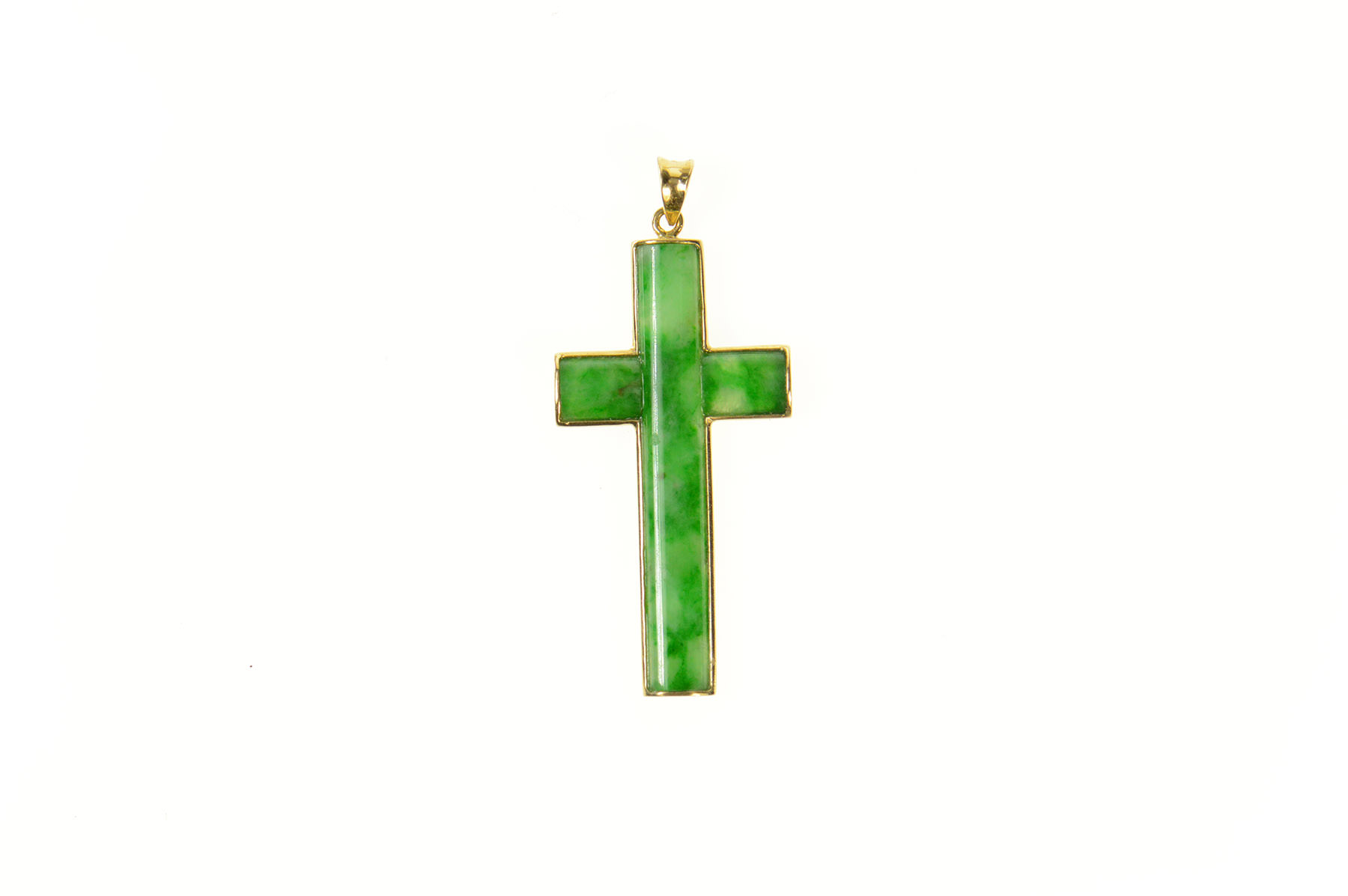 18K Carved Ornate Jade Cross Christian Faith Yellow Gold Pendant ...