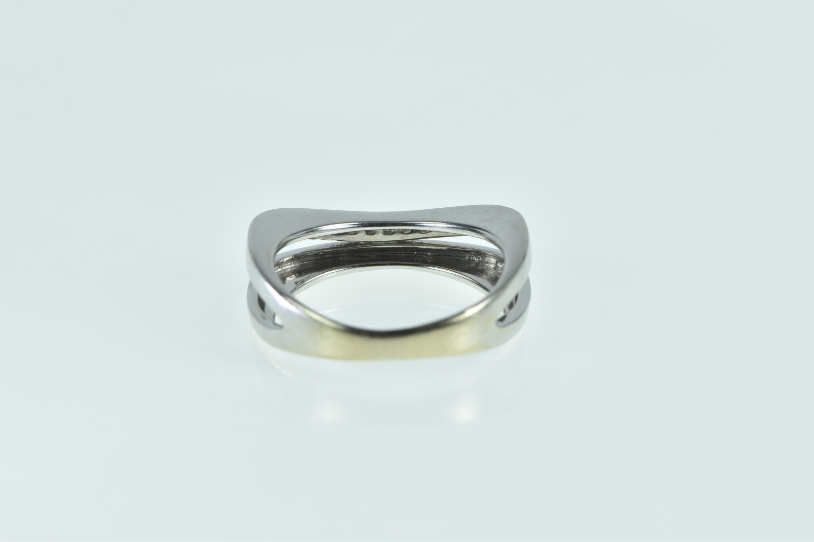 18K Diamond Curved Gemini Stacking Band White Gold Ring, Size 7.75 ...