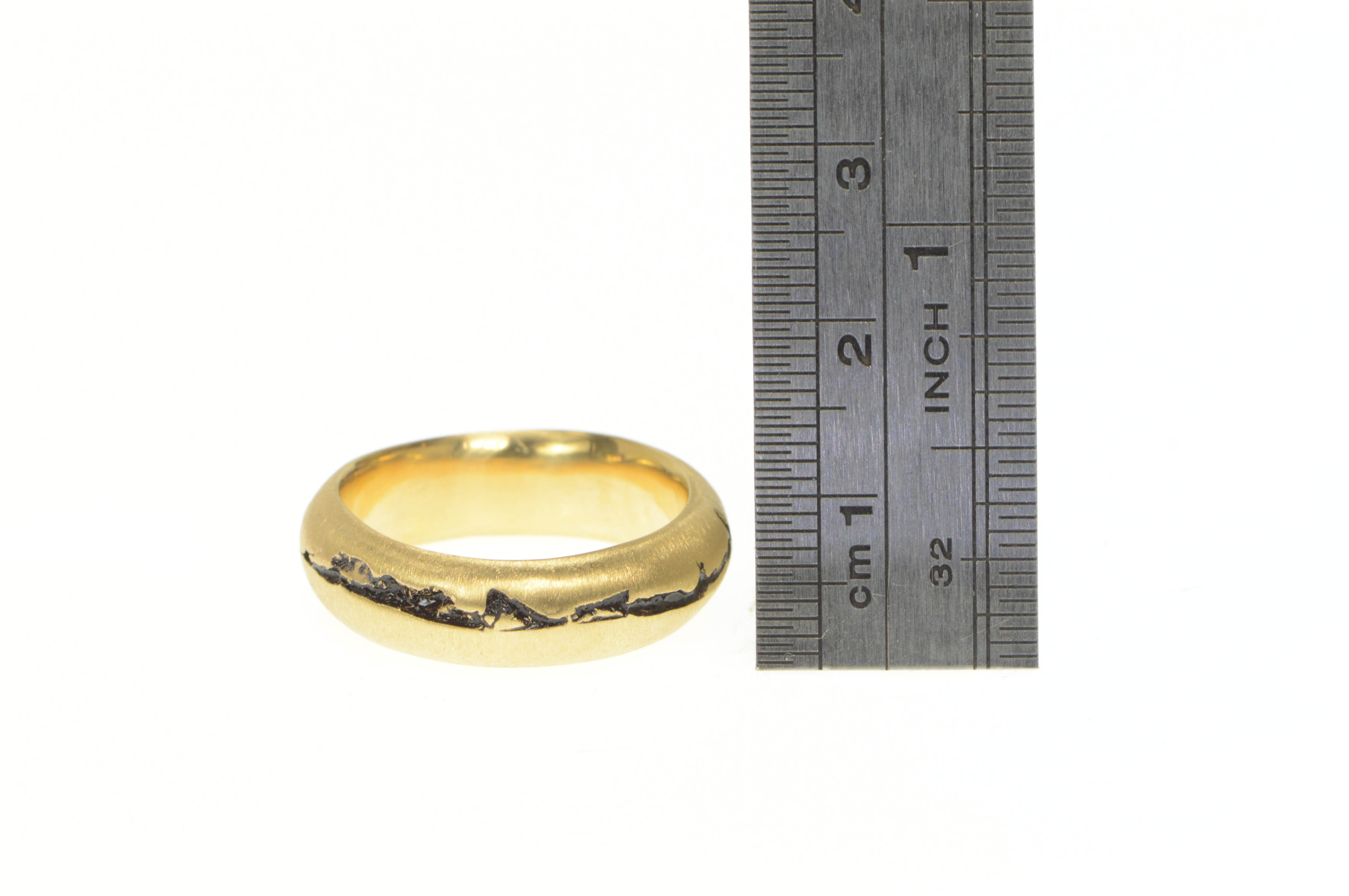 18K Douglas Zaruba Designer Fracture Wedding Yellow Gold Ring, Size 9. ...