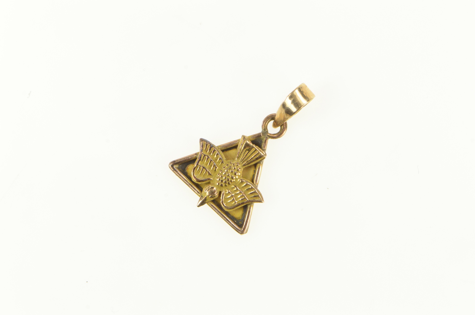 18K Dove Bird Peace Symbol Triangle Yellow Gold Charm/Pendant ...
