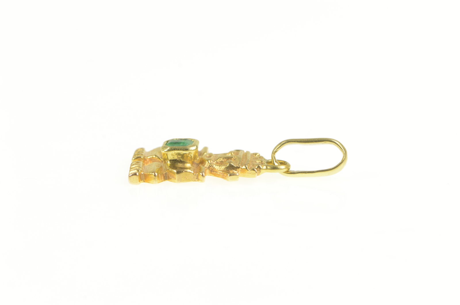 18K Emerald Peruvian Peru Traditional Figure Yellow Gold Charm/Pendant ...