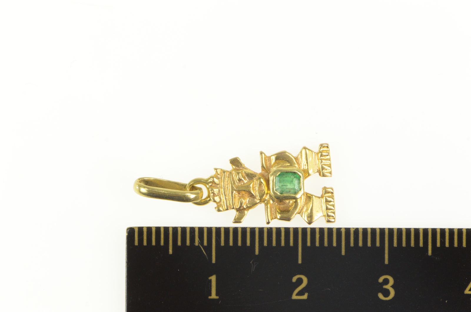 18K Emerald Peruvian Peru Traditional Figure Yellow Gold Charm/Pendant ...