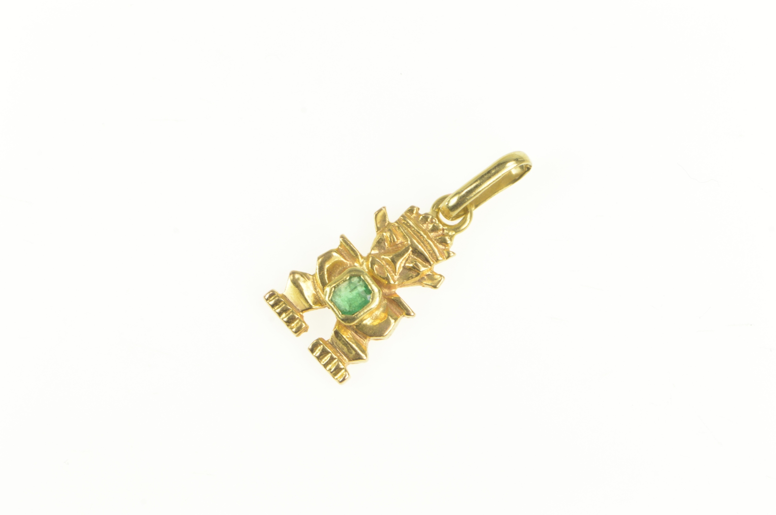18K Emerald Peruvian Peru Traditional Figure Yellow Gold Charm/Pendant ...