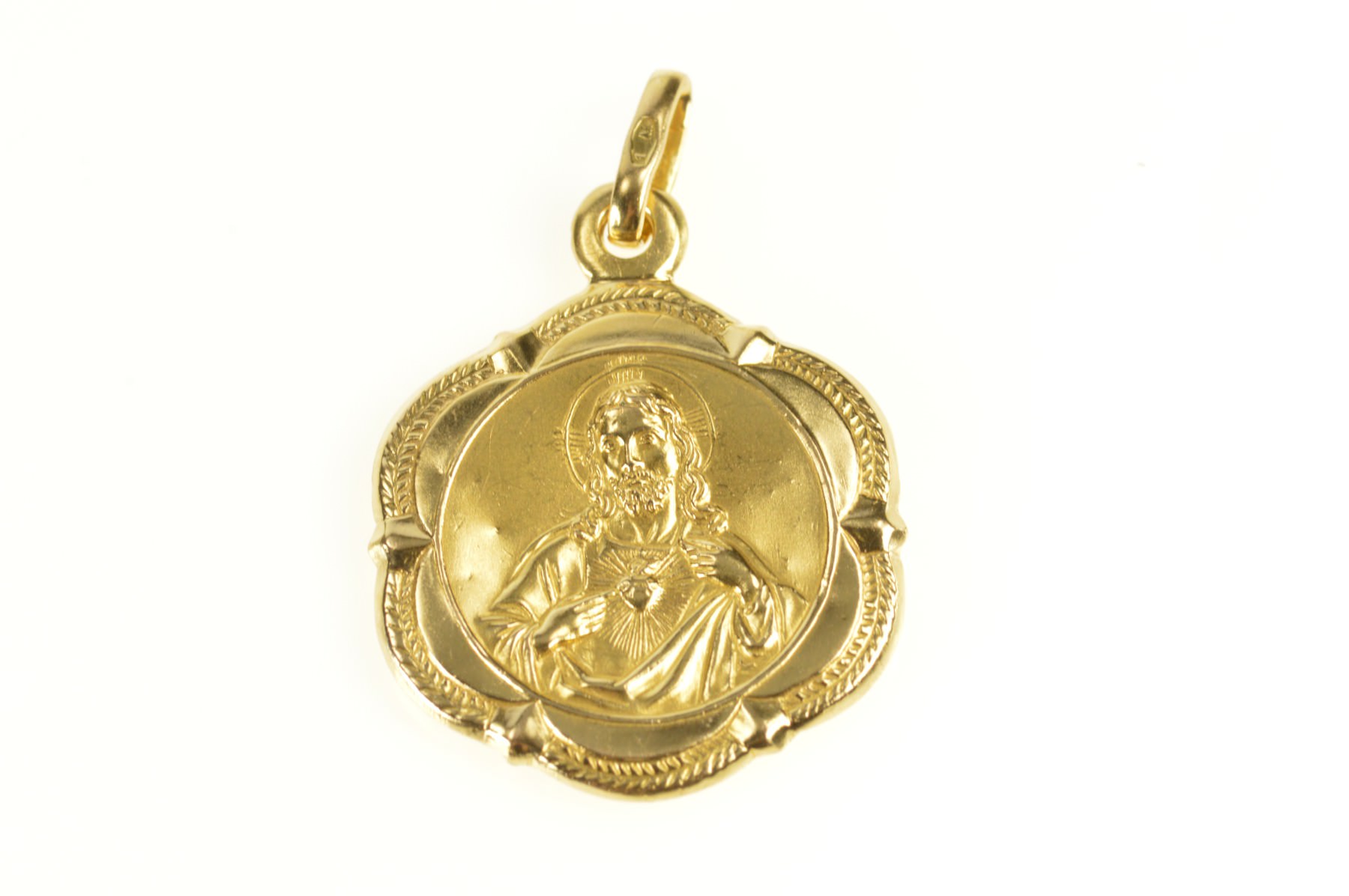 18K Jesus Christian Religious Faith Medallion Yellow Gold Charm/Pendant ...