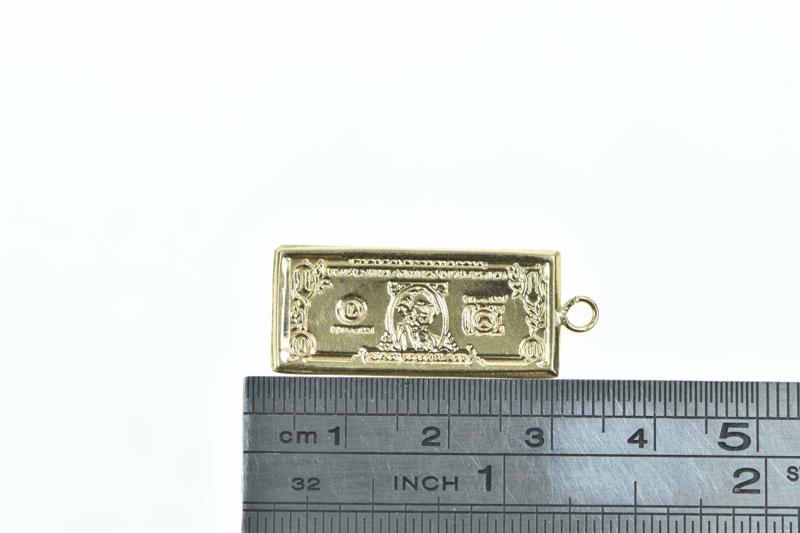18K One Dollar Bill Money Cash Fortune Yellow Gold Charm/Pendant ...