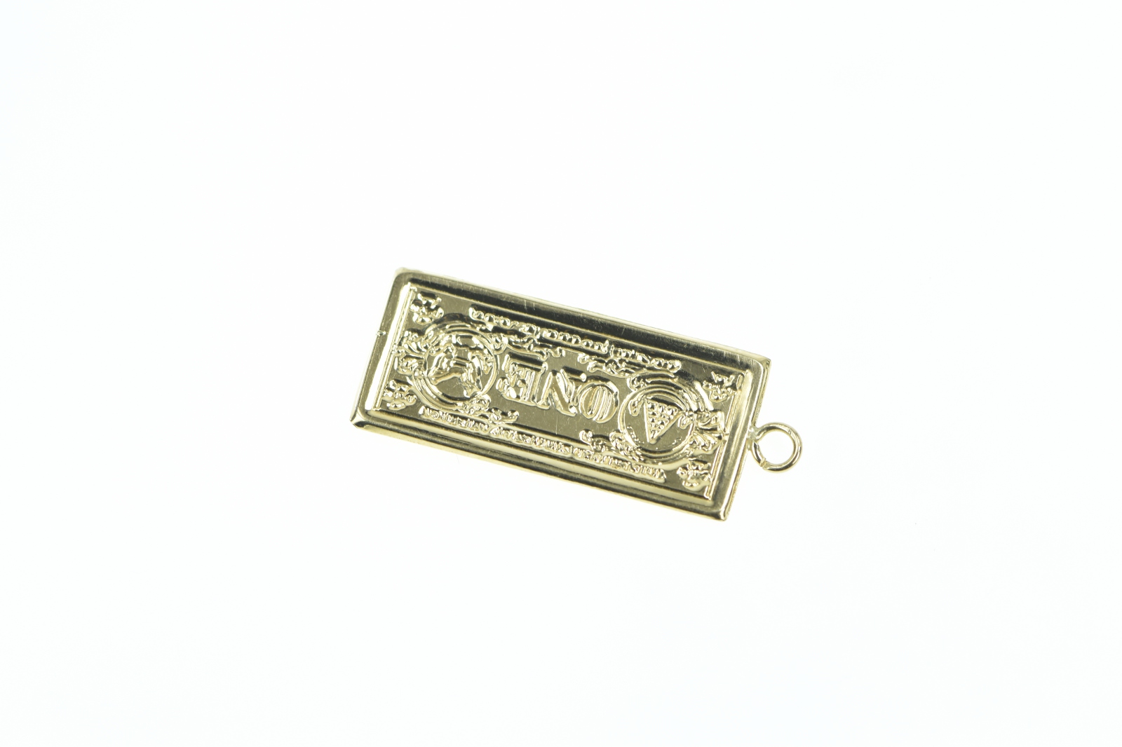 18K One Dollar Bill Money Cash Fortune Yellow Gold Charm/Pendant ...