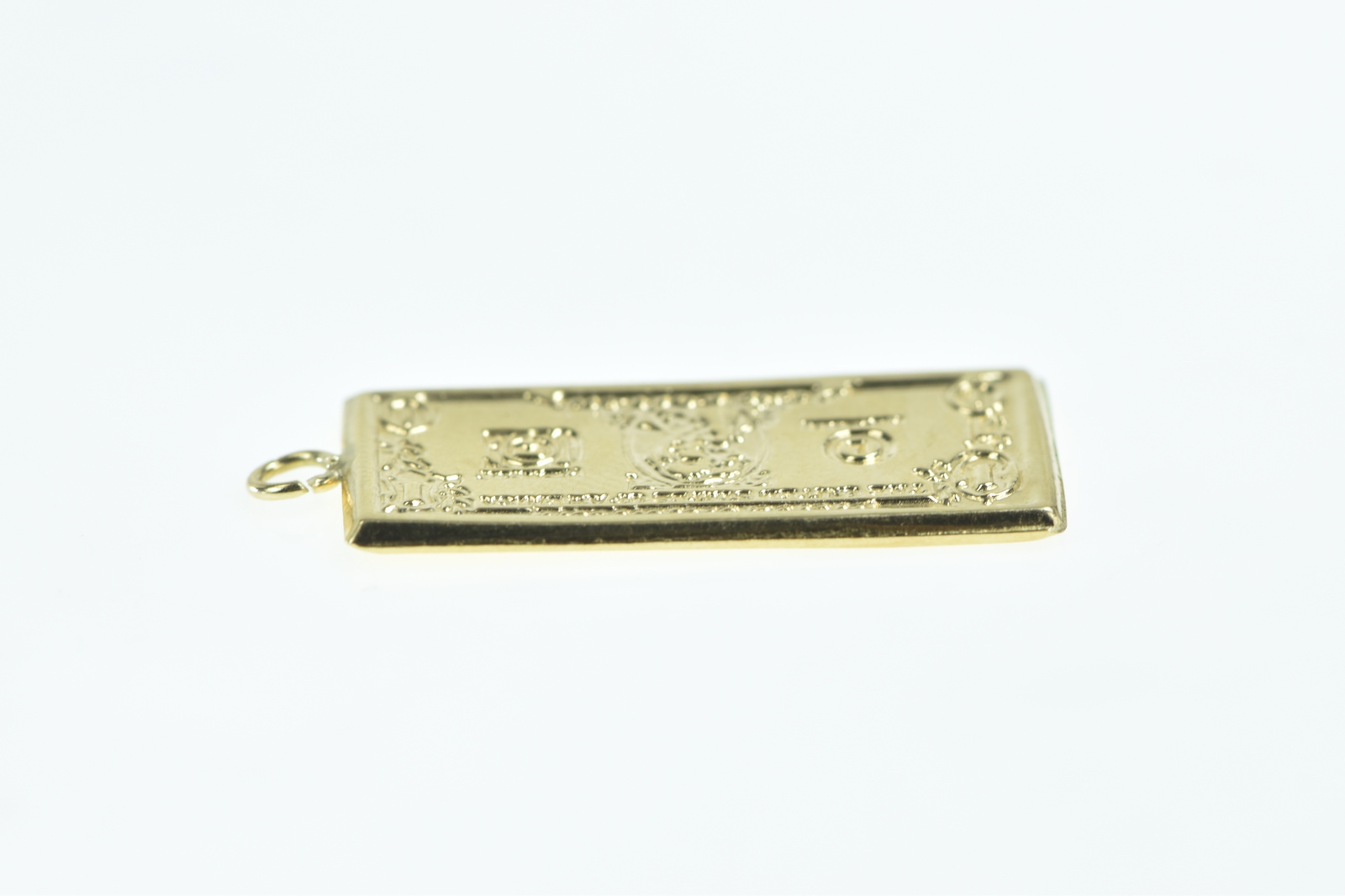 18K One Dollar Bill Money Cash Fortune Yellow Gold Charm/Pendant ...