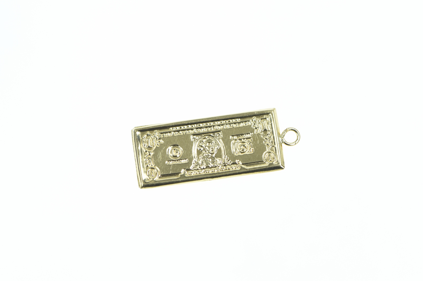 18K One Dollar Bill Money Cash Fortune Yellow Gold Charm/Pendant ...