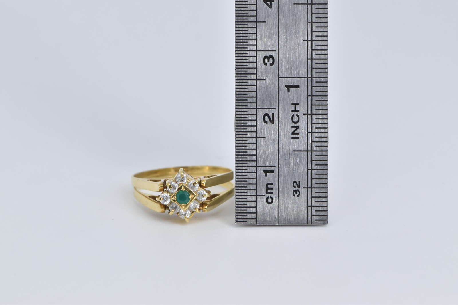 18K Oval Amethyst CZ Reversible Emerald Yellow Gold Ring, Size 6.75 ...