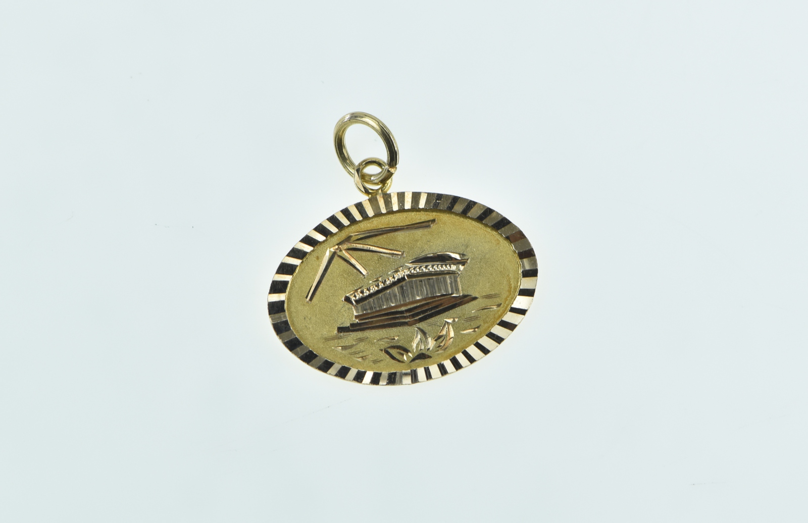 18K Parthenon Ancient Greek Temple Engraved Yellow Gold Charm/Pendant ...