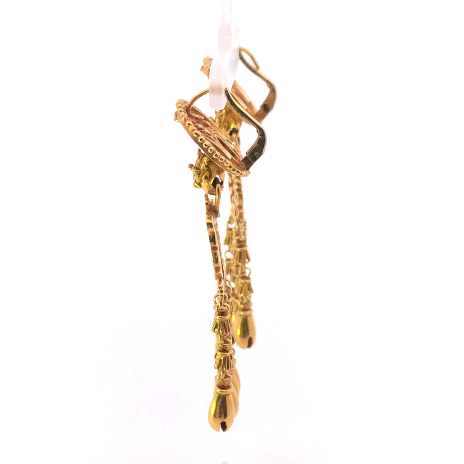 18K Peruvian Ornate Falcon Bird Dangle Fringe Yellow Gold Earrings ...