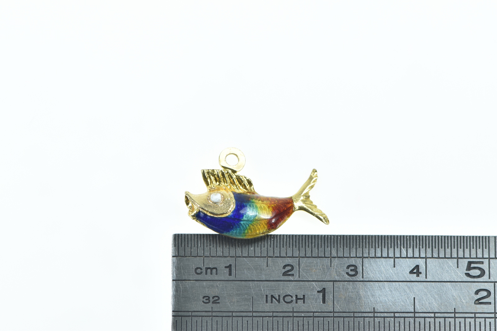 18K Puffy Enamel Rainbow Fish Vintage Yellow Gold Charm/Pendant ...