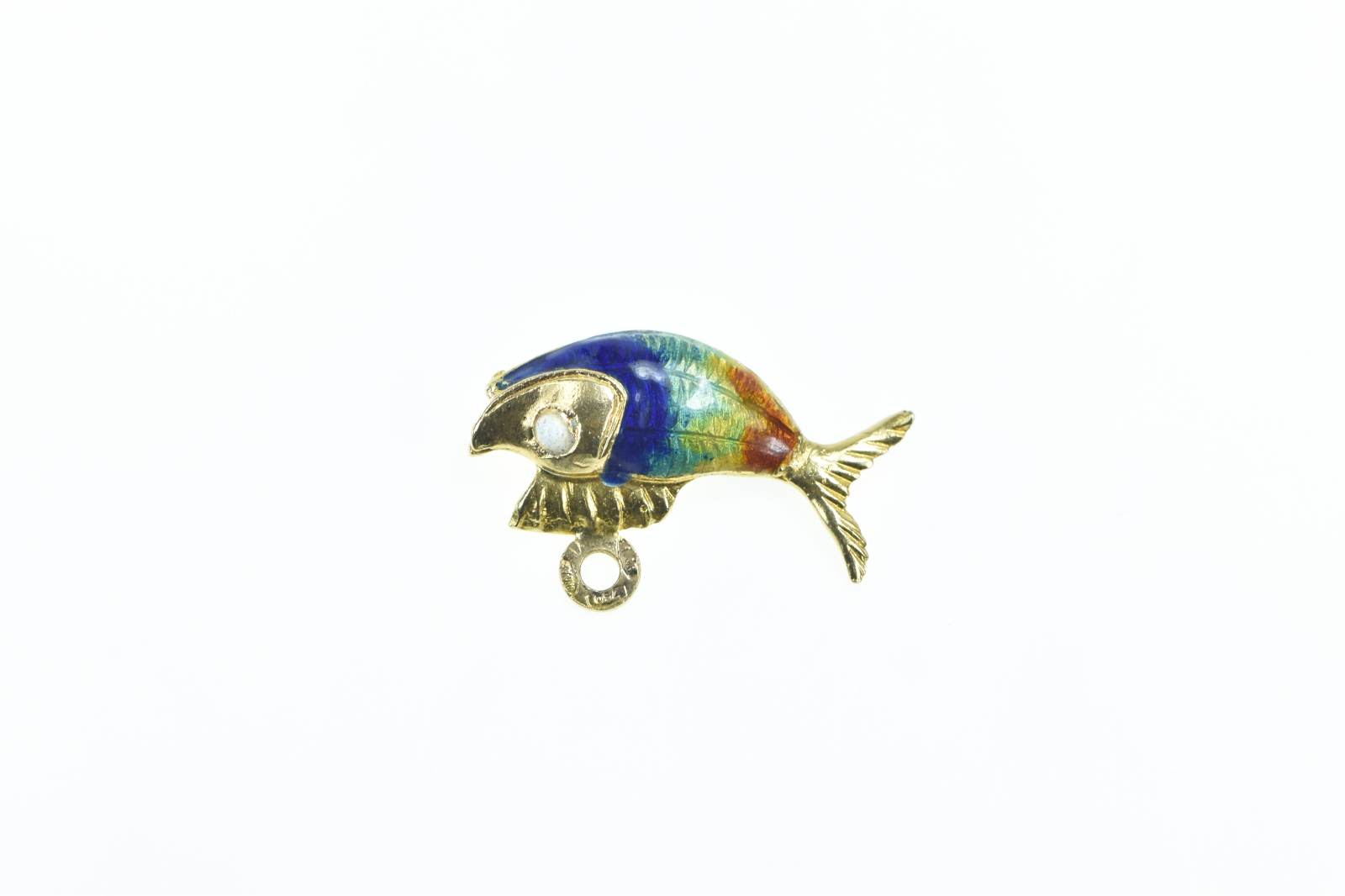 18K Puffy Enamel Rainbow Fish Vintage Yellow Gold Charm/Pendant ...