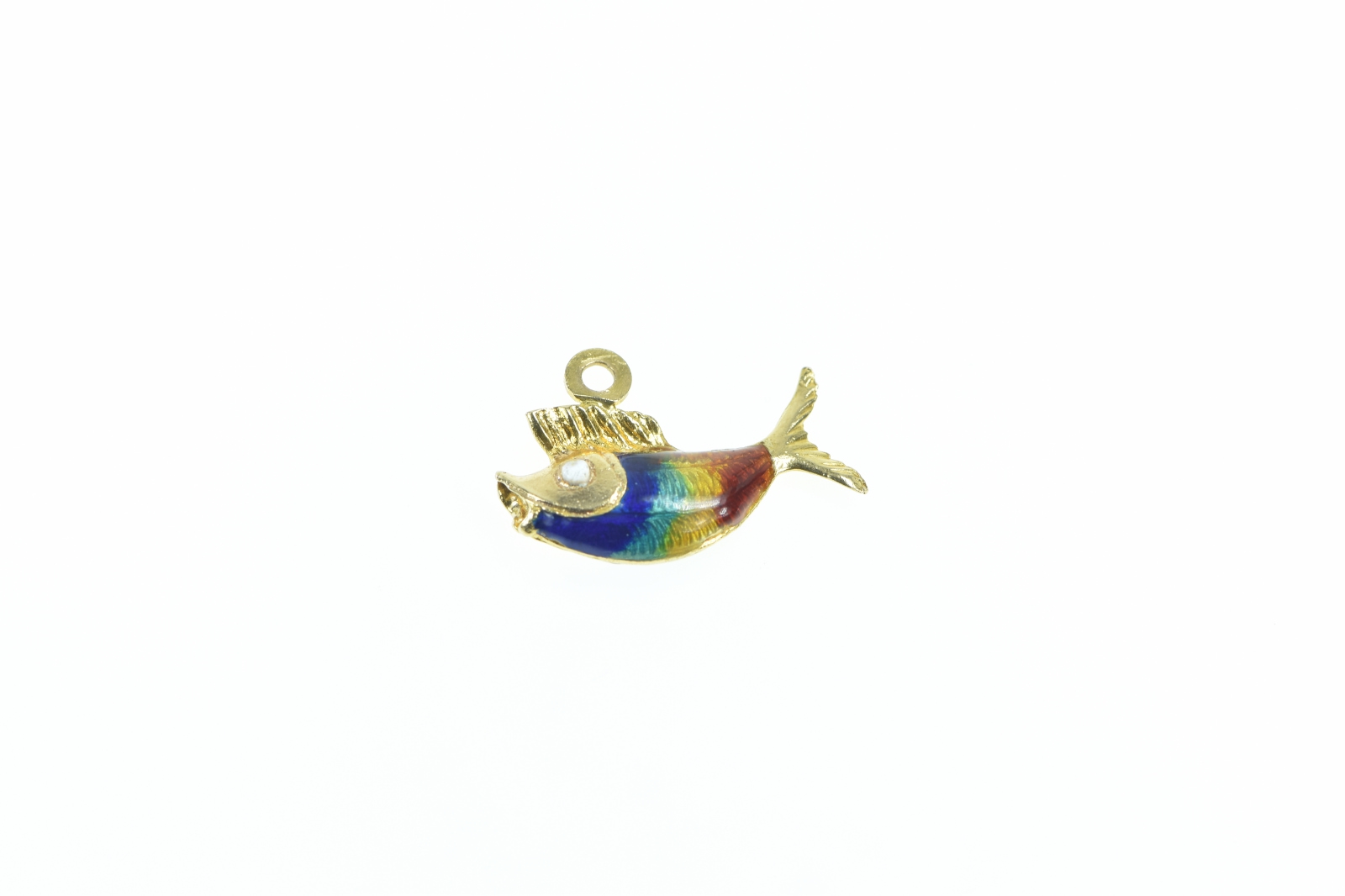 18K Puffy Enamel Rainbow Fish Vintage Yellow Gold Charm/Pendant ...