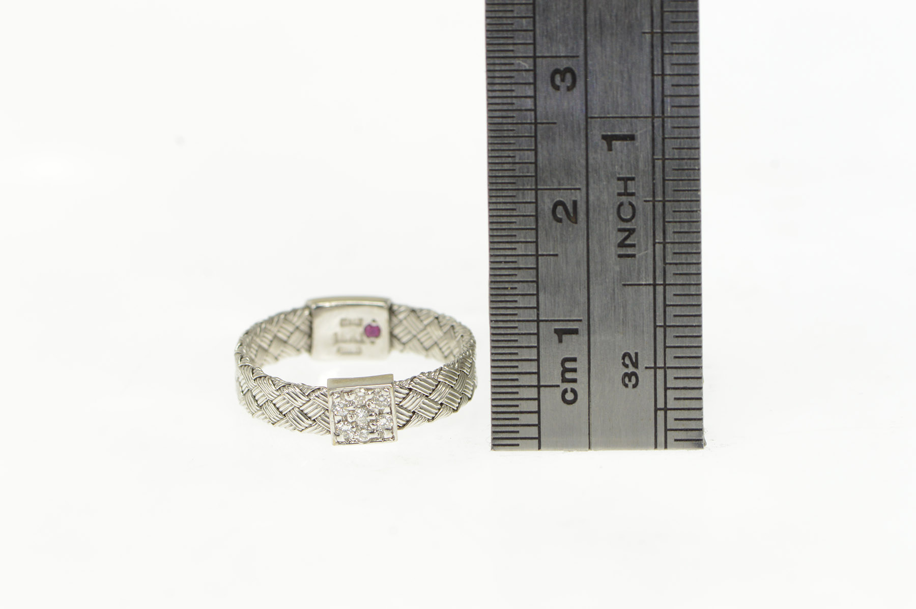 18K Roberto Coin Diamond Primavera Woven White Gold Ring, Size 5.25 ...