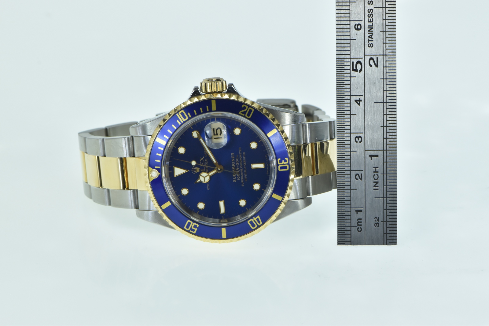 18K / SS Rolex Submariner Date 16613 Blue Bezel Dial Watch - Men's ...