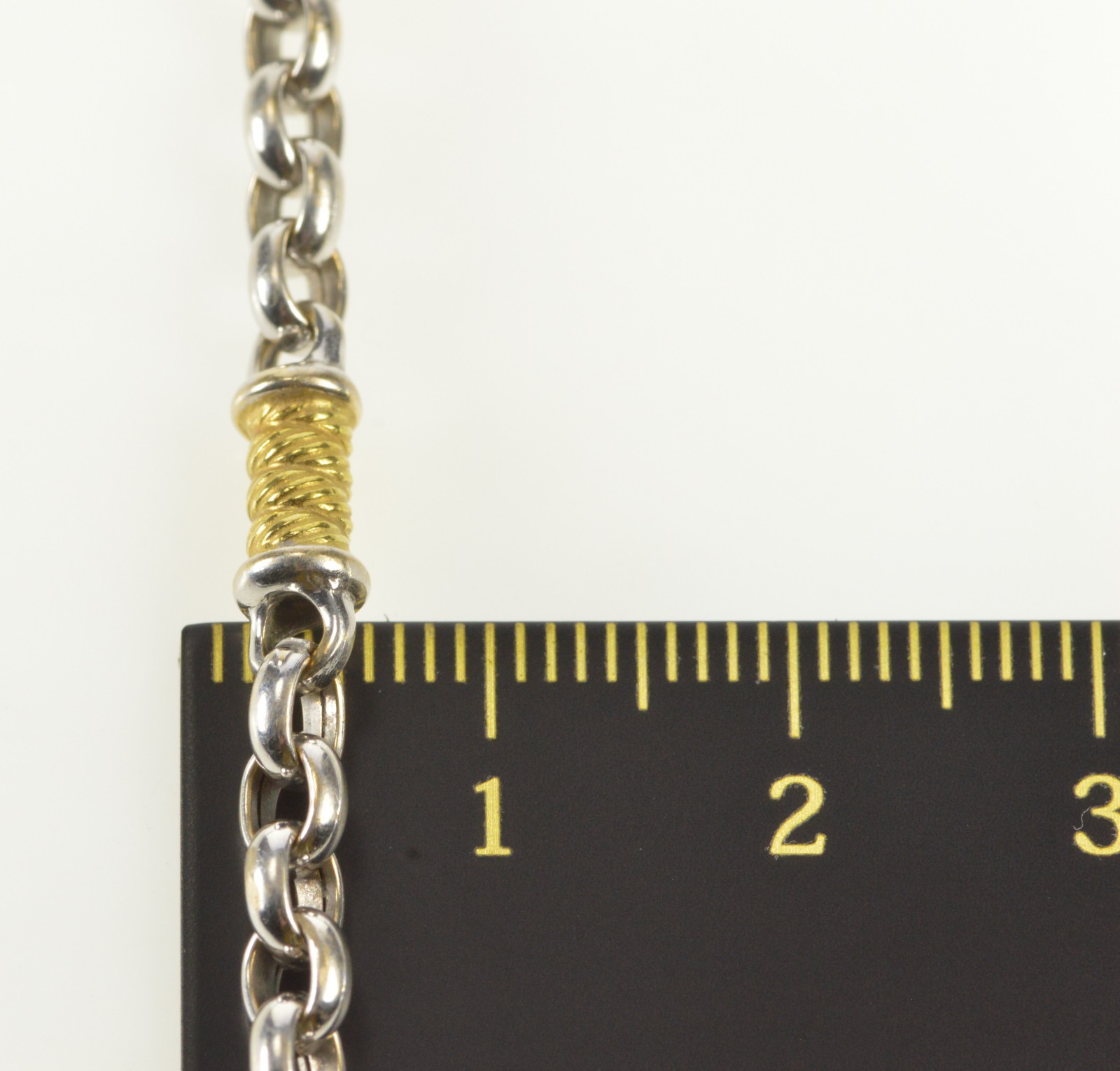 18K Two Tone Rolo Twist Pillar Chain Link Yellow Gold Bracelet 7.5 ...