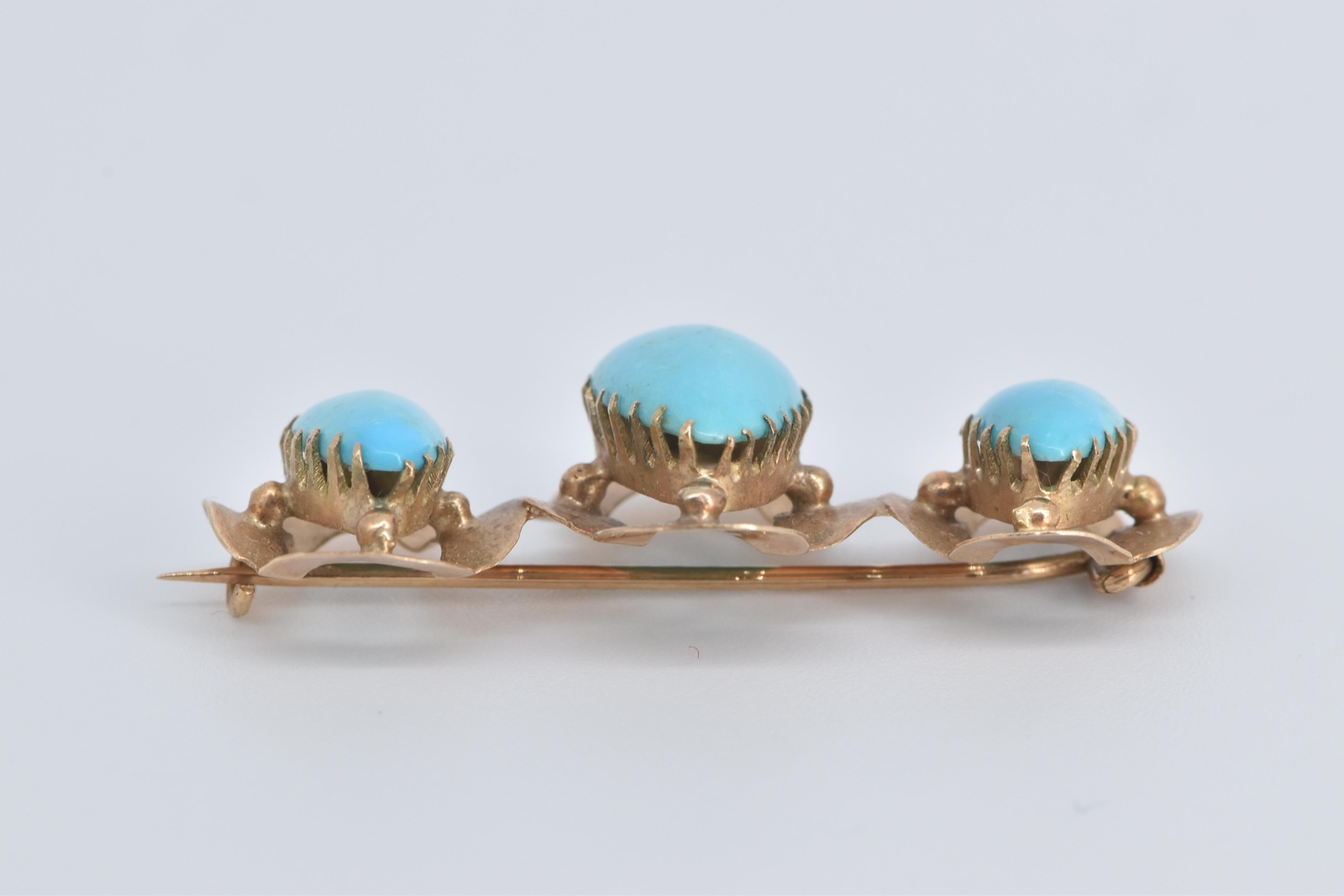 18K Victorian Pear Tear Drop Turquoise Ornate Yellow Gold Pin/Brooch ...