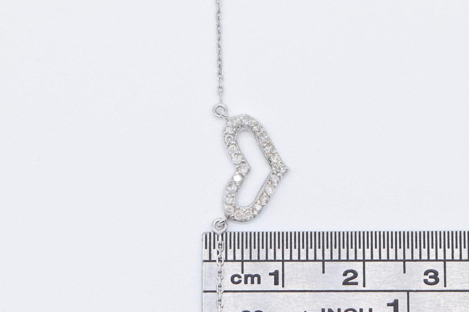 18K Vintage Diamond Heart Love Symbol Chain White Gold Necklace 16 ...