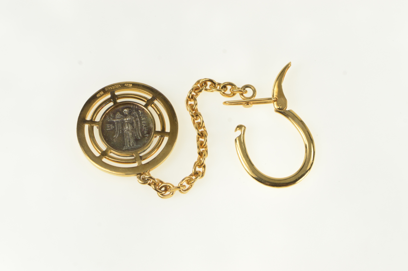 18K Vourakis Ancient Greek Coin Cable Link Yellow Gold Key Chain ...