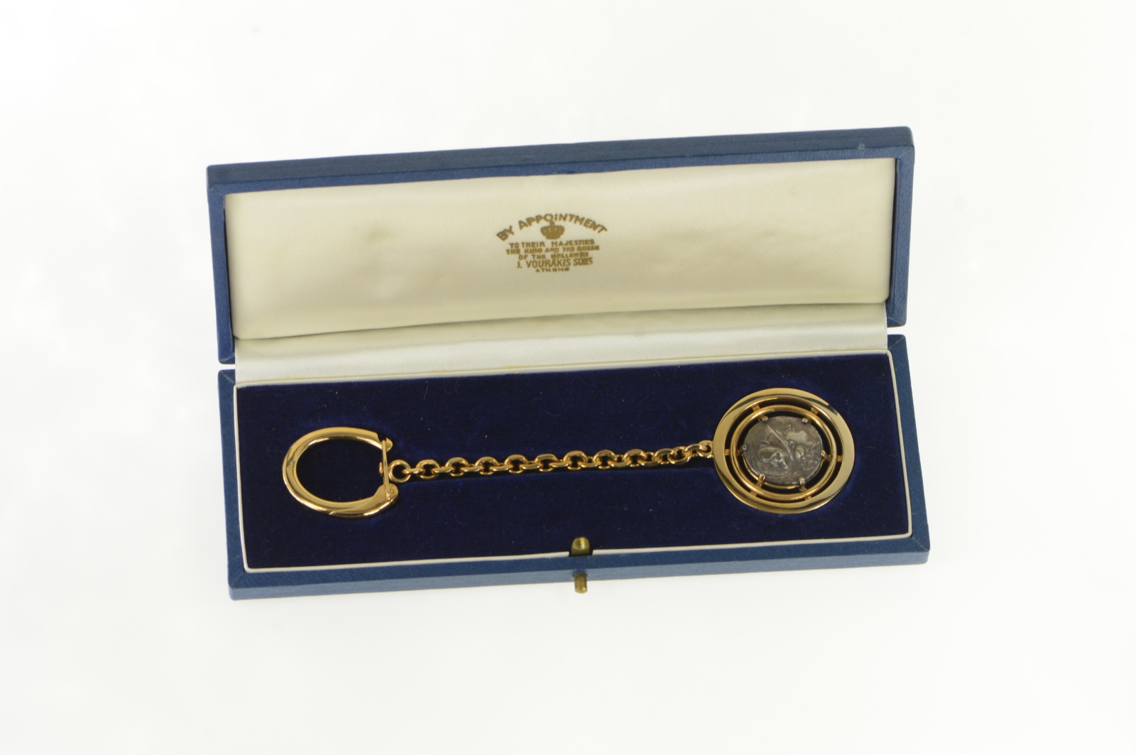 18K Vourakis Ancient Greek Coin Cable Link Yellow Gold Key Chain ...