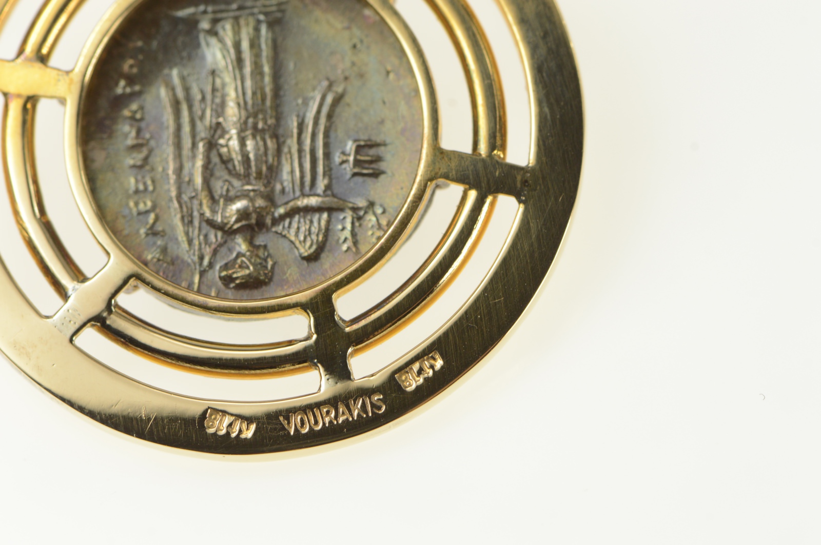 18K Vourakis Ancient Greek Coin Cable Link Yellow Gold Key Chain ...