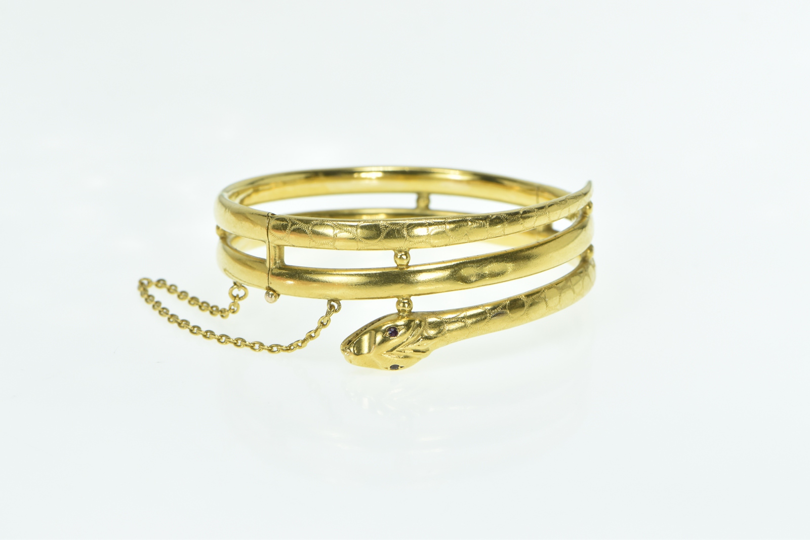 22K Antique Victorian Snake Serpent Bangle Wrap Yellow Gold Bracelet 7. ...