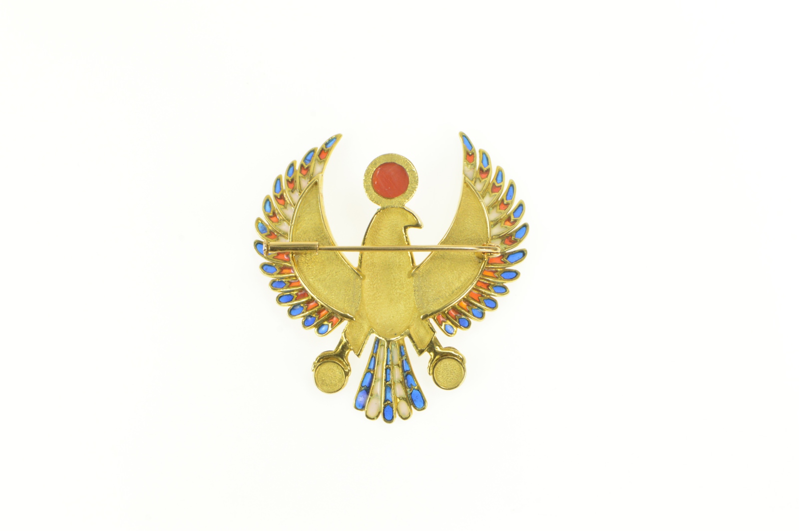 22K Horus Ancient Egyptian Enamel Falcon Symbol Yellow Gold Pin/Brooch ...