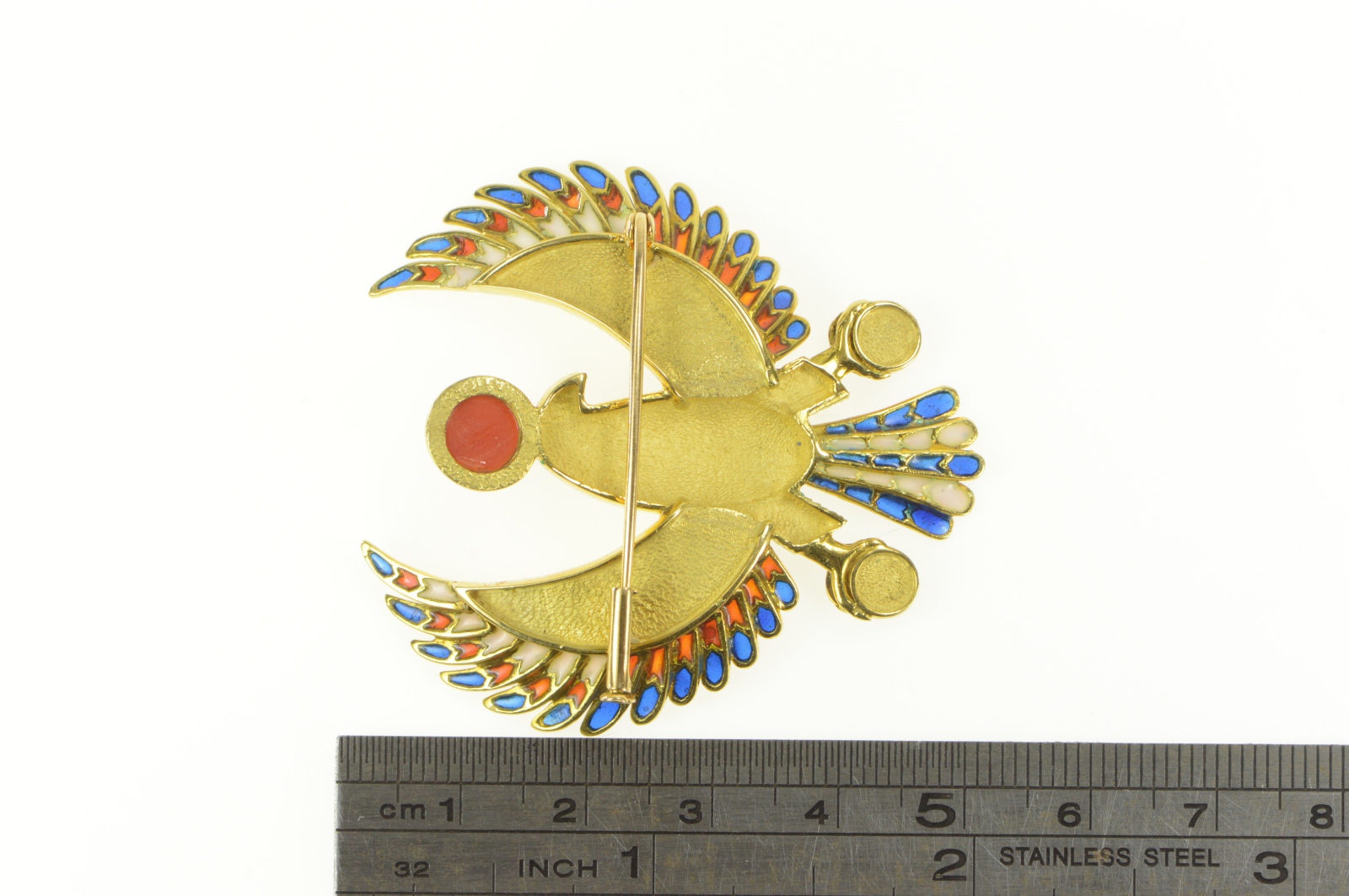 22K Horus Ancient Egyptian Enamel Falcon Symbol Yellow Gold Pin/Brooch ...