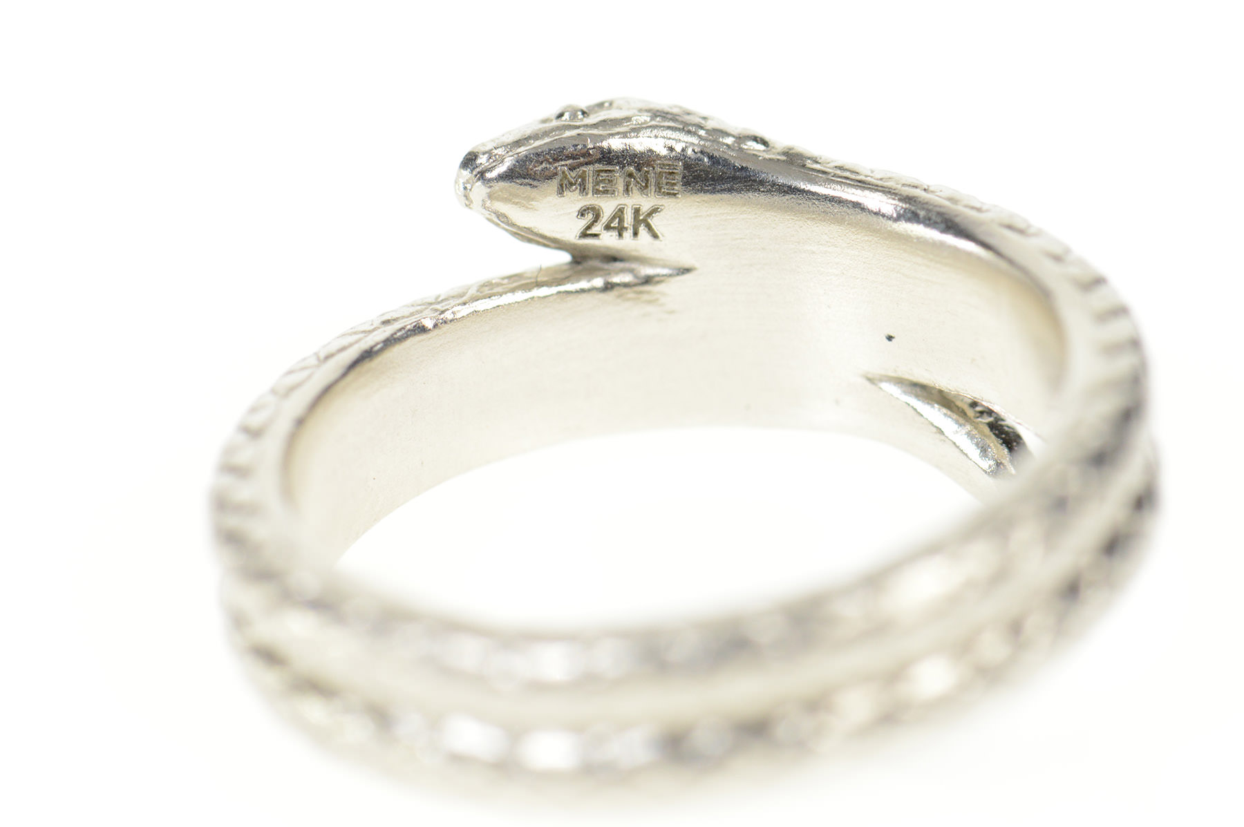 24K Mene Designer Serpent Snake Statement White Gold Ring, Size 8.75 ...