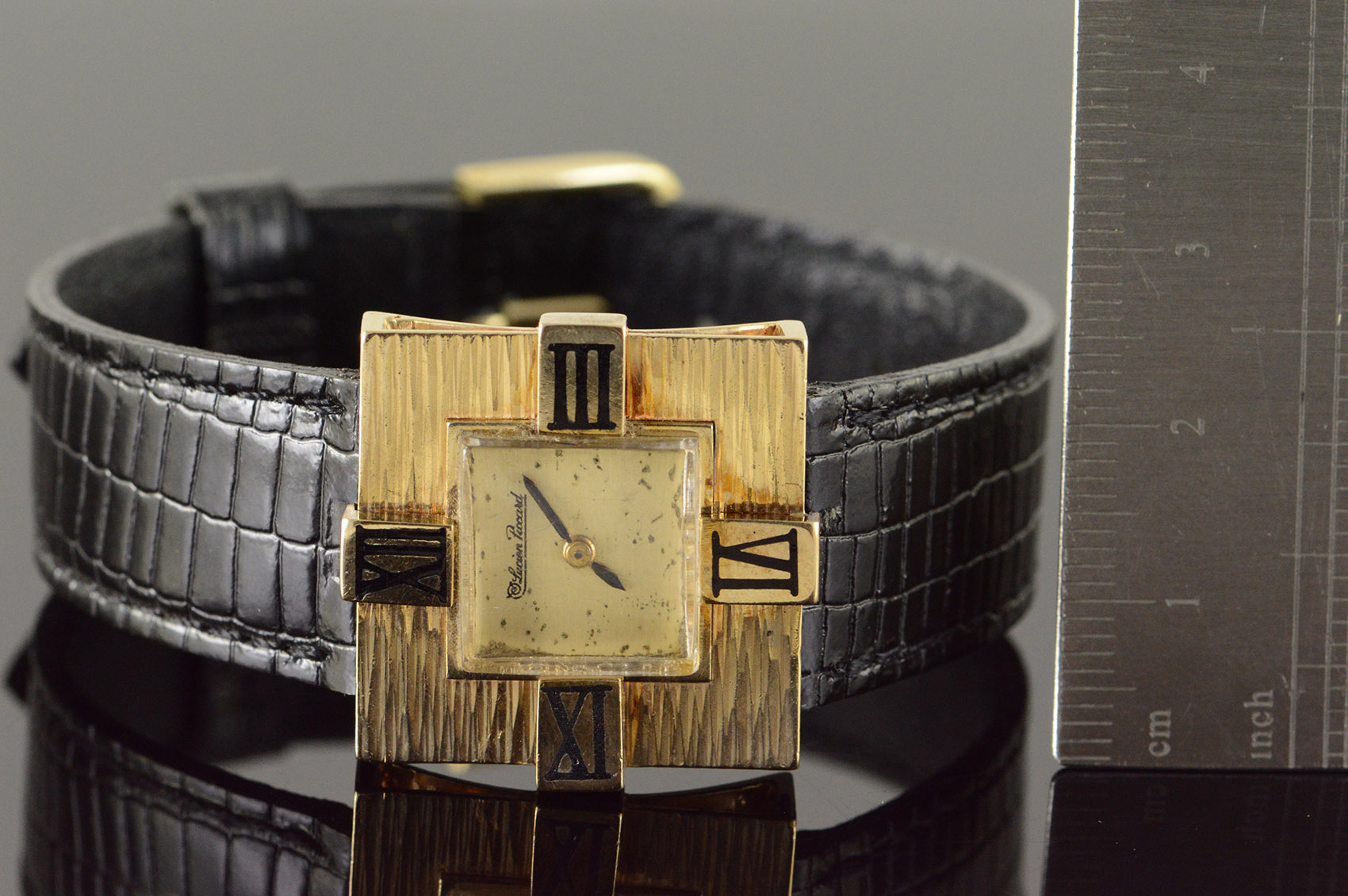 24mm Lucien Piccard Vintage Square Roman Numeral Wrist Watch - Men's ...