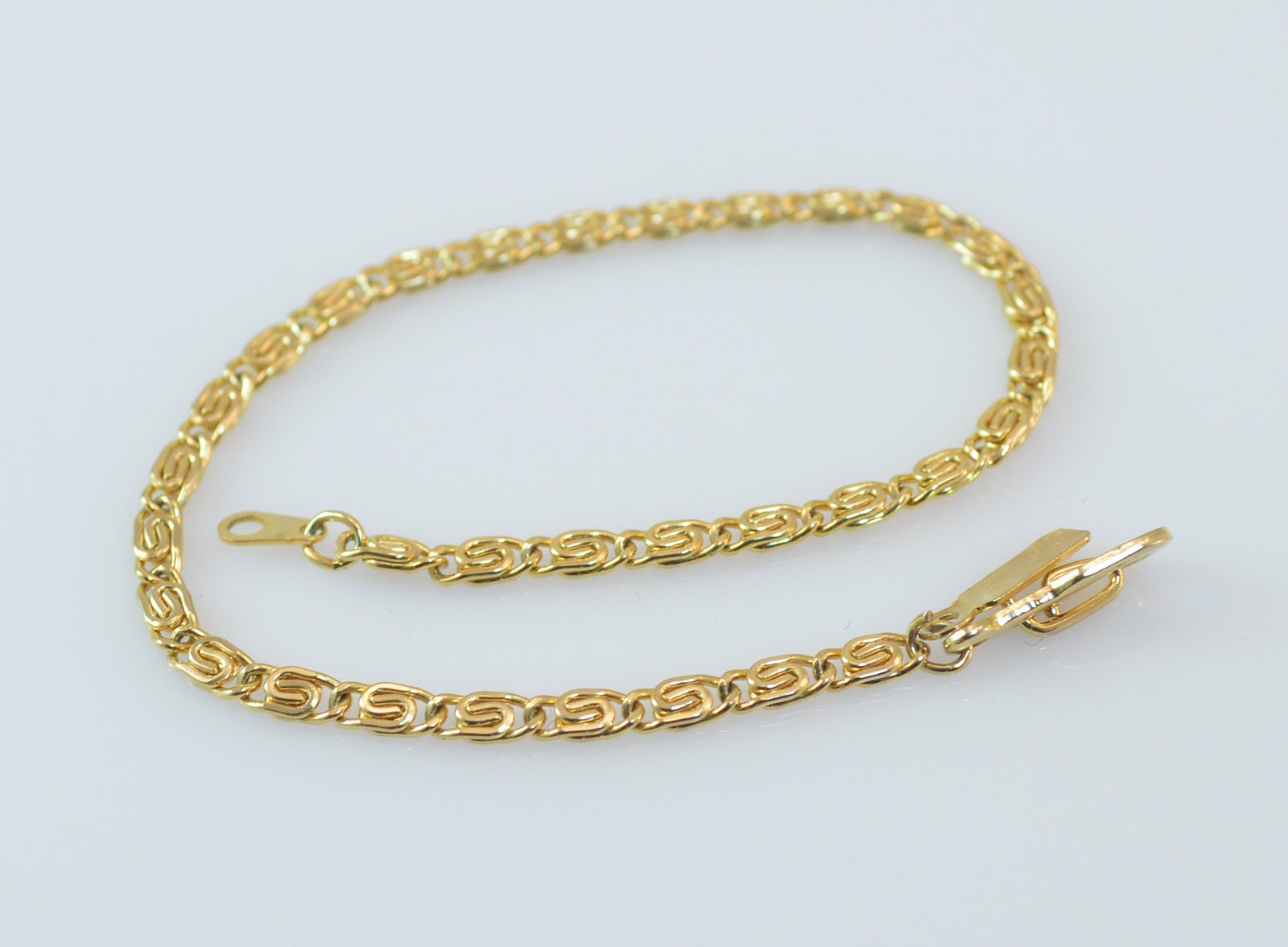 2.8g Gold Plated Snail Link Chain 7.25" Bracelet Marked 14KGP ...
