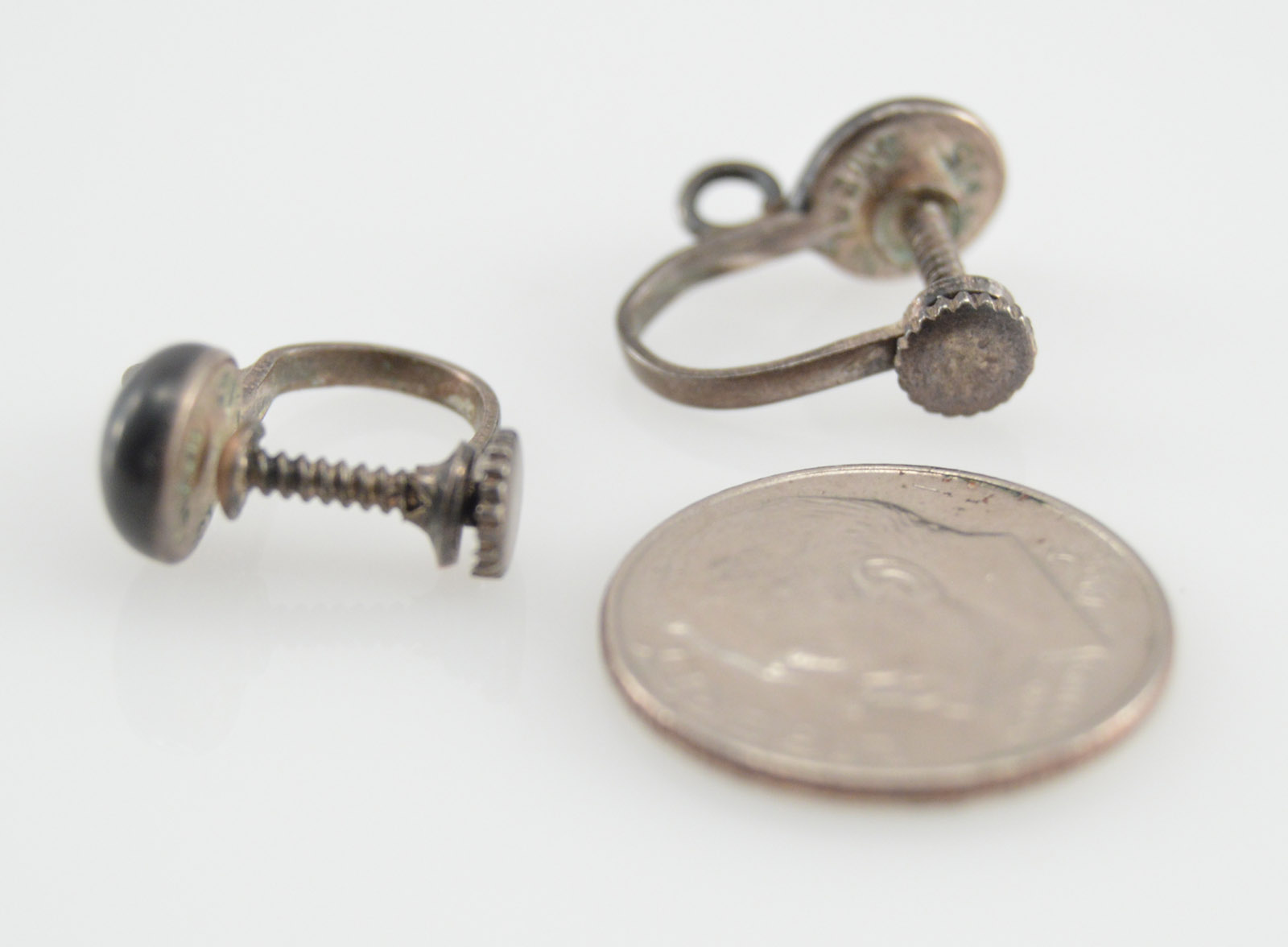 2.8g Solid Silver Vintage Screw Back Clip On Sterling Earrings Marked ...