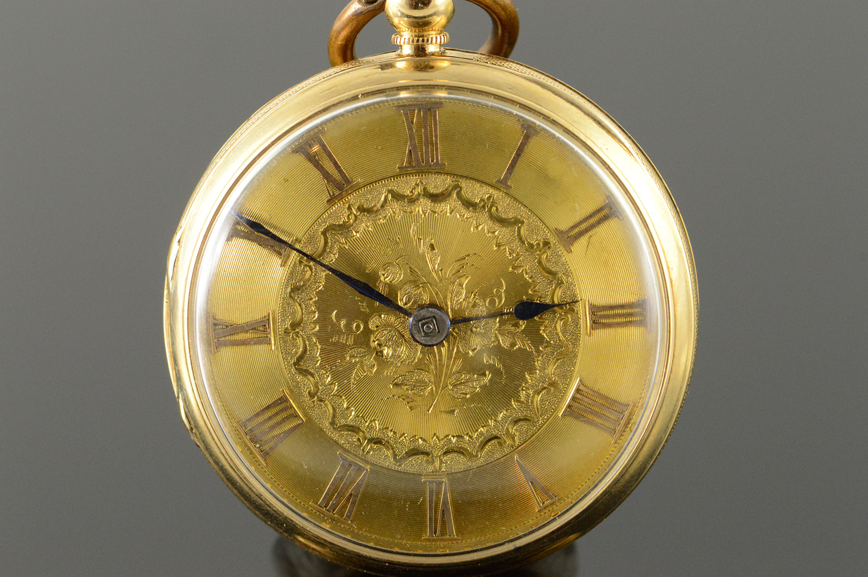40mm 1800's Swiss Made Ornate Engraved Gold Dial Key Wind Pocket Watch ...
