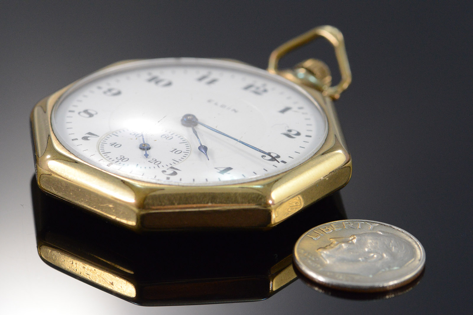 58.6g Gold Filled Elgin Octagonal 17 Jewel Pocket Watch | Property Room