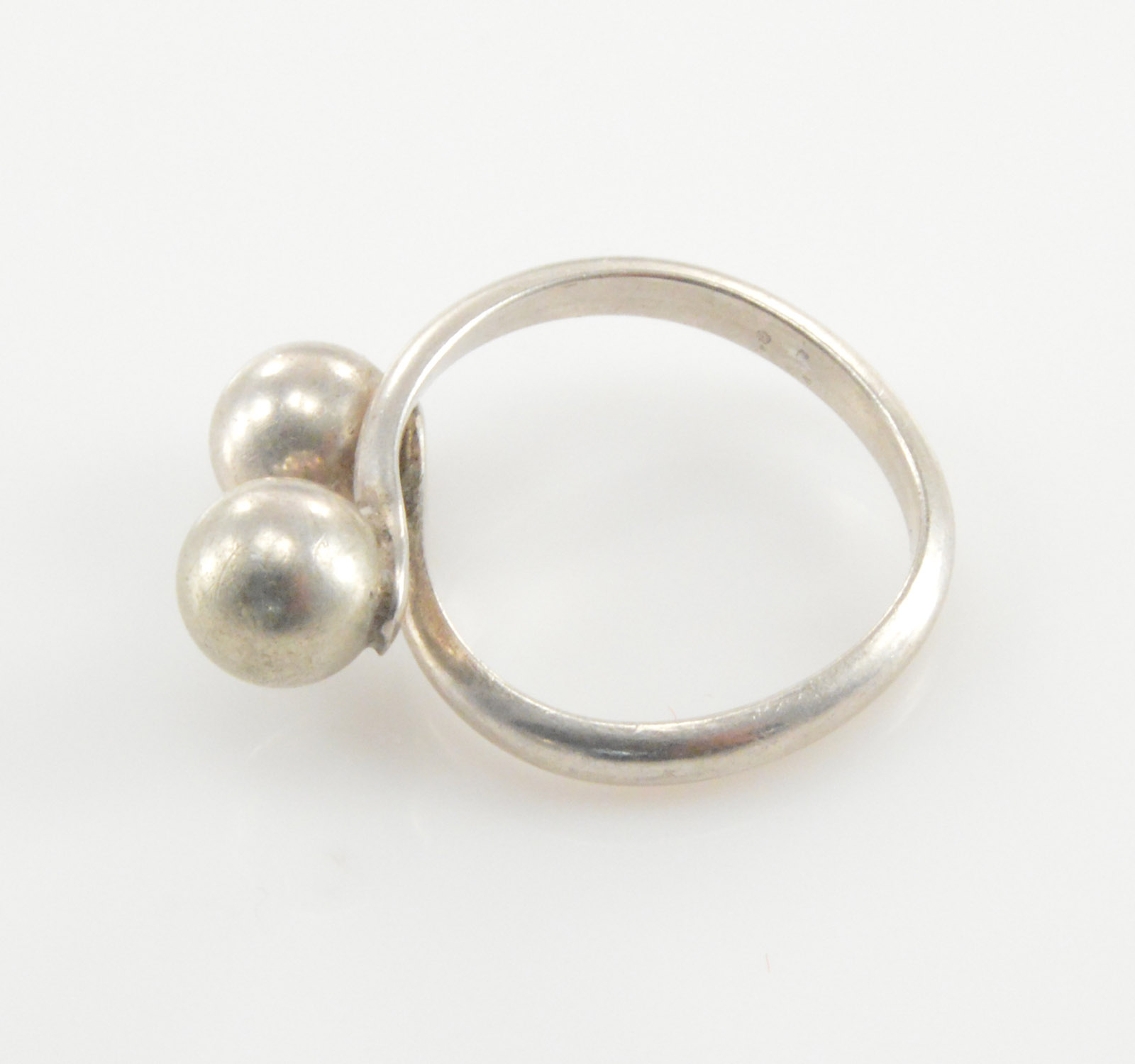 Solid Silver 2 Ball Wrap Sterling Ring Size 3 / 2.4g Tested Sterling ...