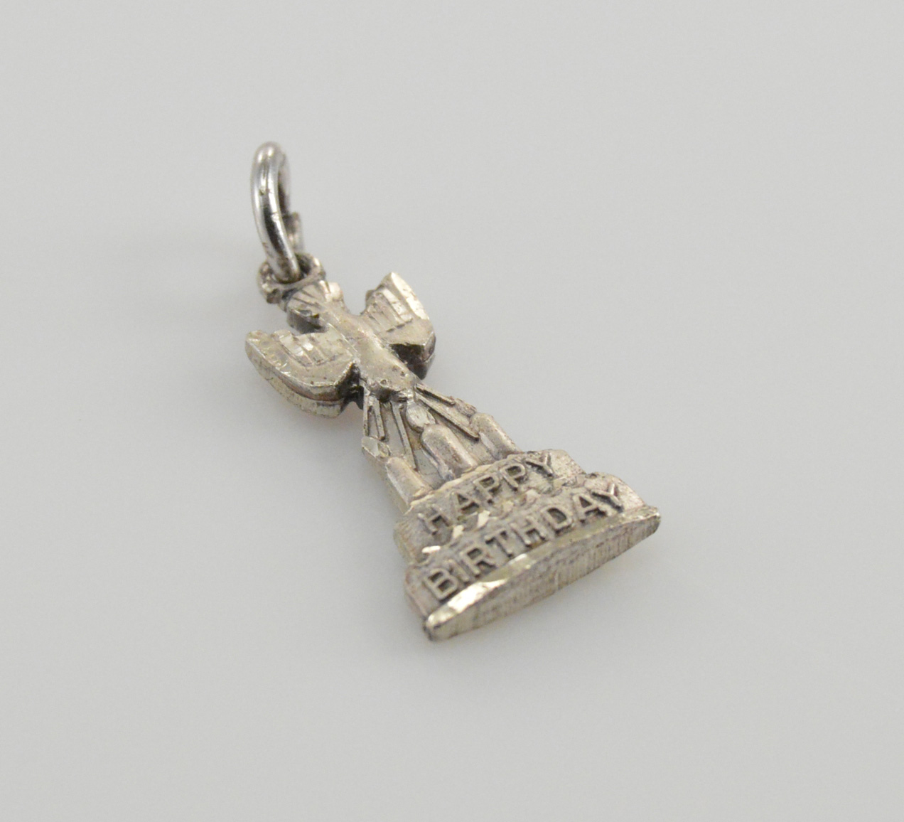 Solid Silver Bird "Happy Birthday" Cake Sterling Charm 23.4x10mm Marked ...