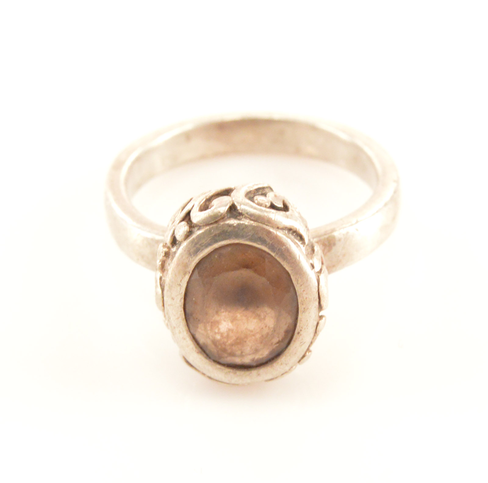 Solid Silver Simple Bezel Facet Chunky Filigree Sterling Ring Ring Size ...