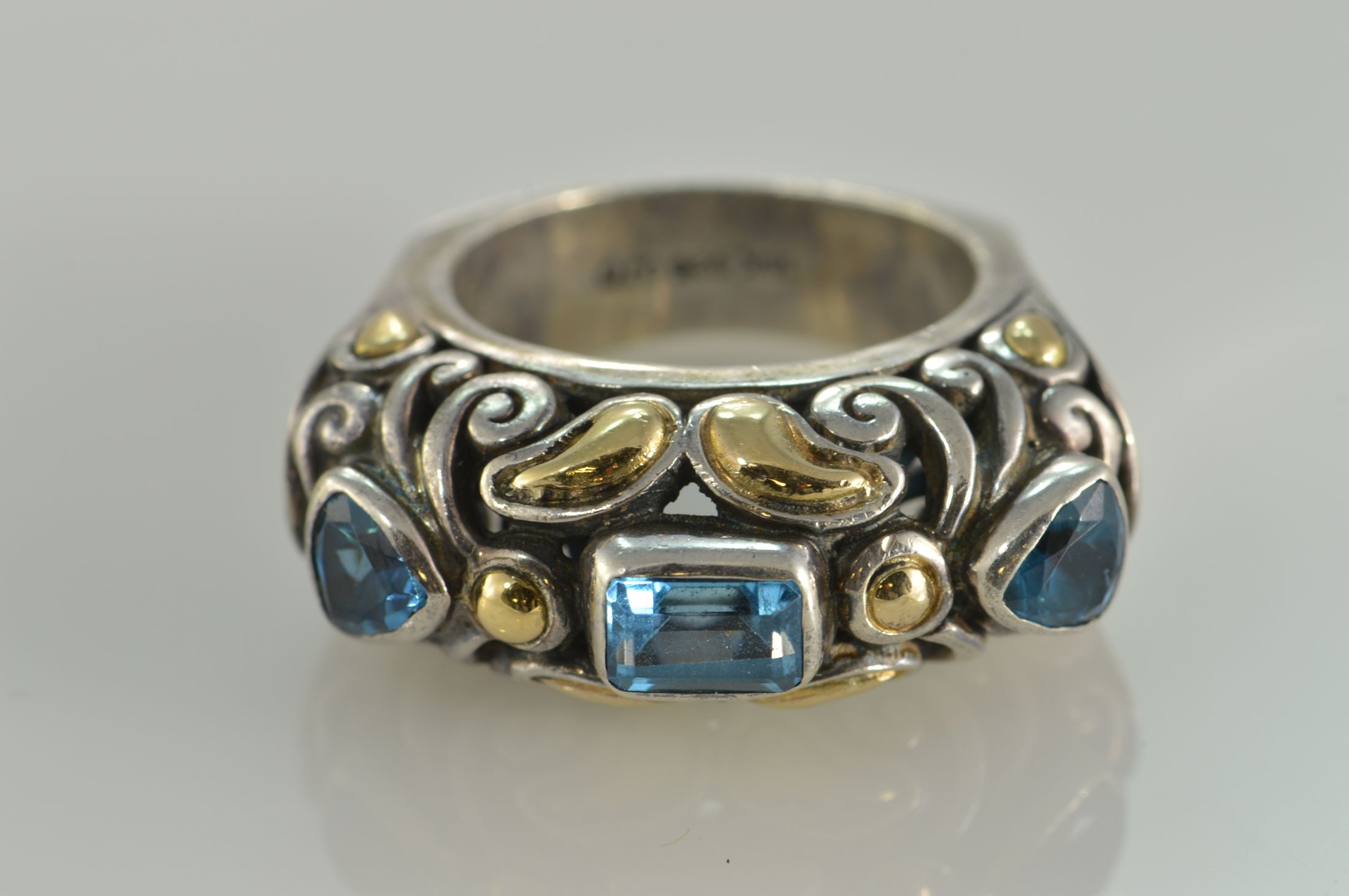 Solid Silver 18K Gold Samuel Benham Designer Ring Size 7 Marked 925 18K ...