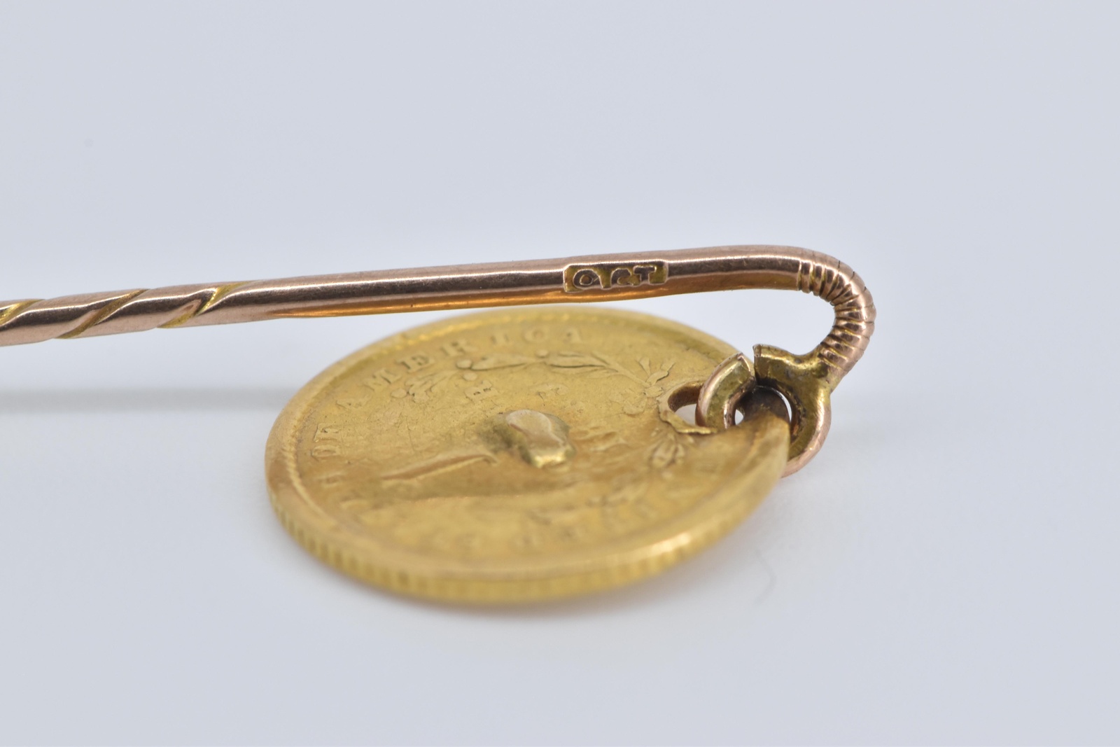 9K 1849 Type One $1 One Dollar Gold Coin Yellow Gold Stick Pin ...