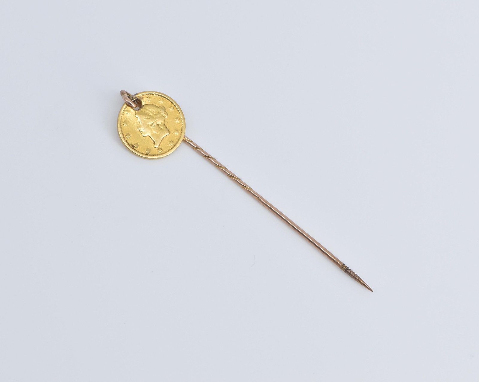 9K 1849 Type One $1 One Dollar Gold Coin Yellow Gold Stick Pin ...
