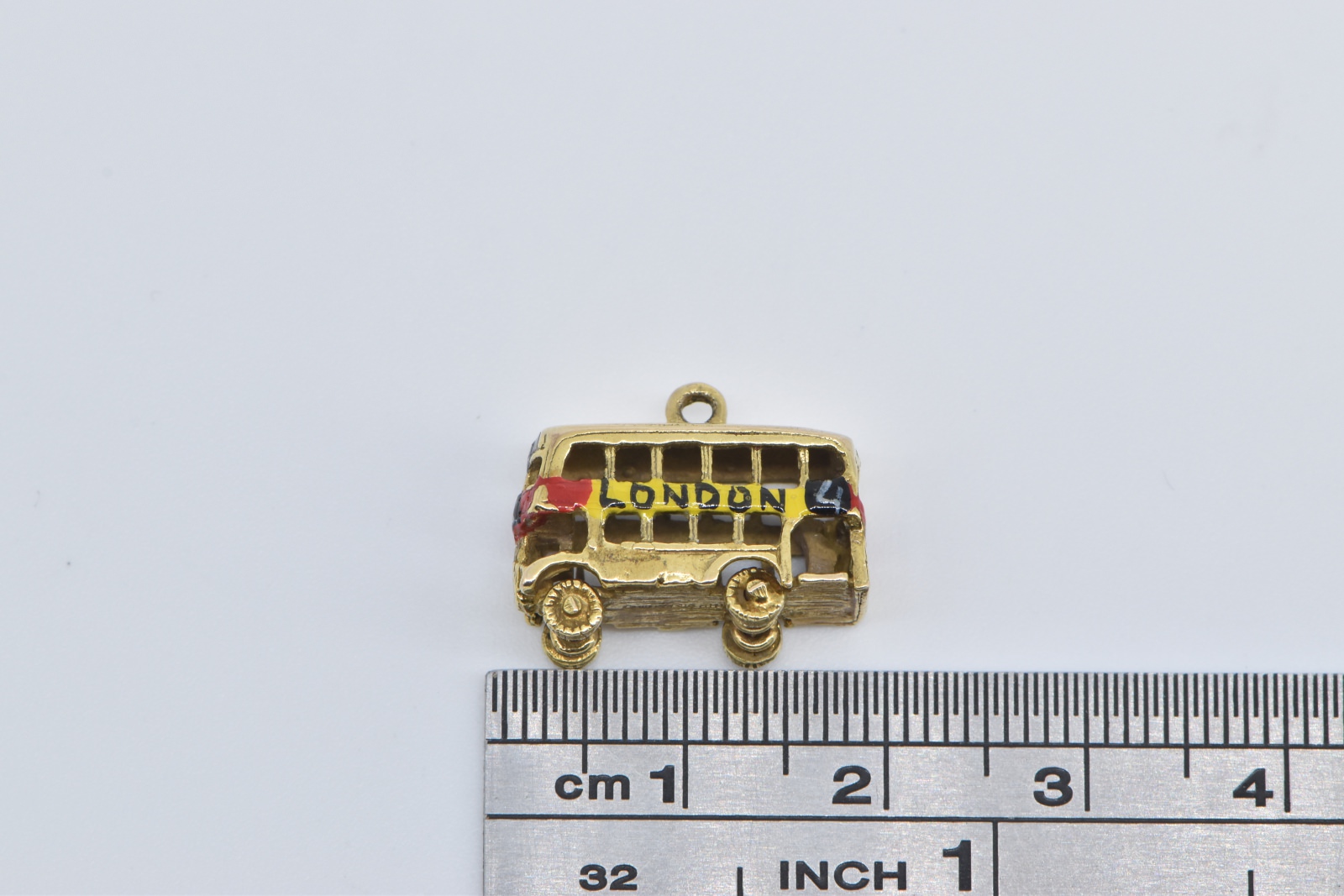 9K London Enamel Double Decker Bus Travel Yellow Gold Charm/Pendant ...