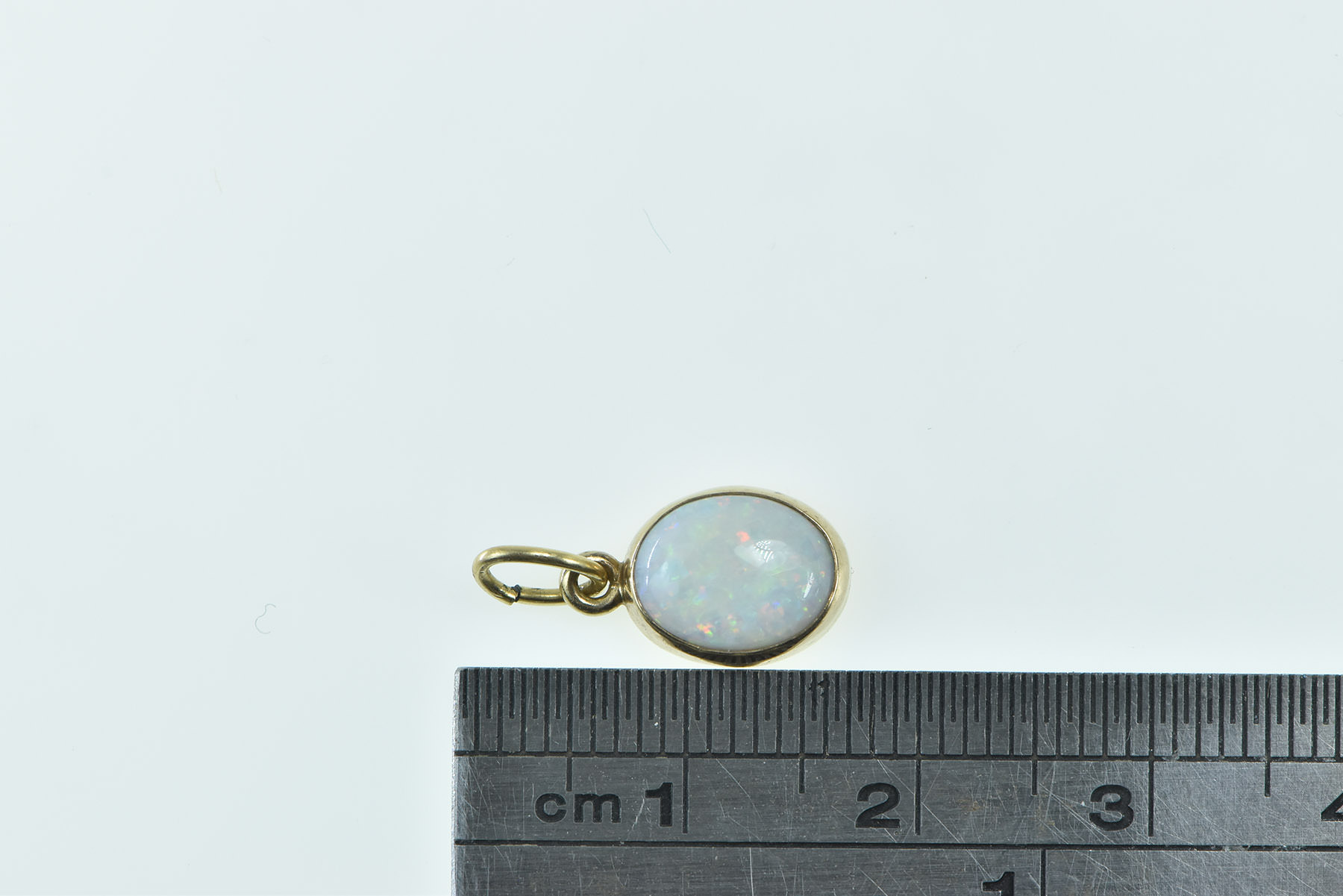9K Victorian Oval Natural Opal Inset Bezel Yellow Gold Charm/Pendant ...