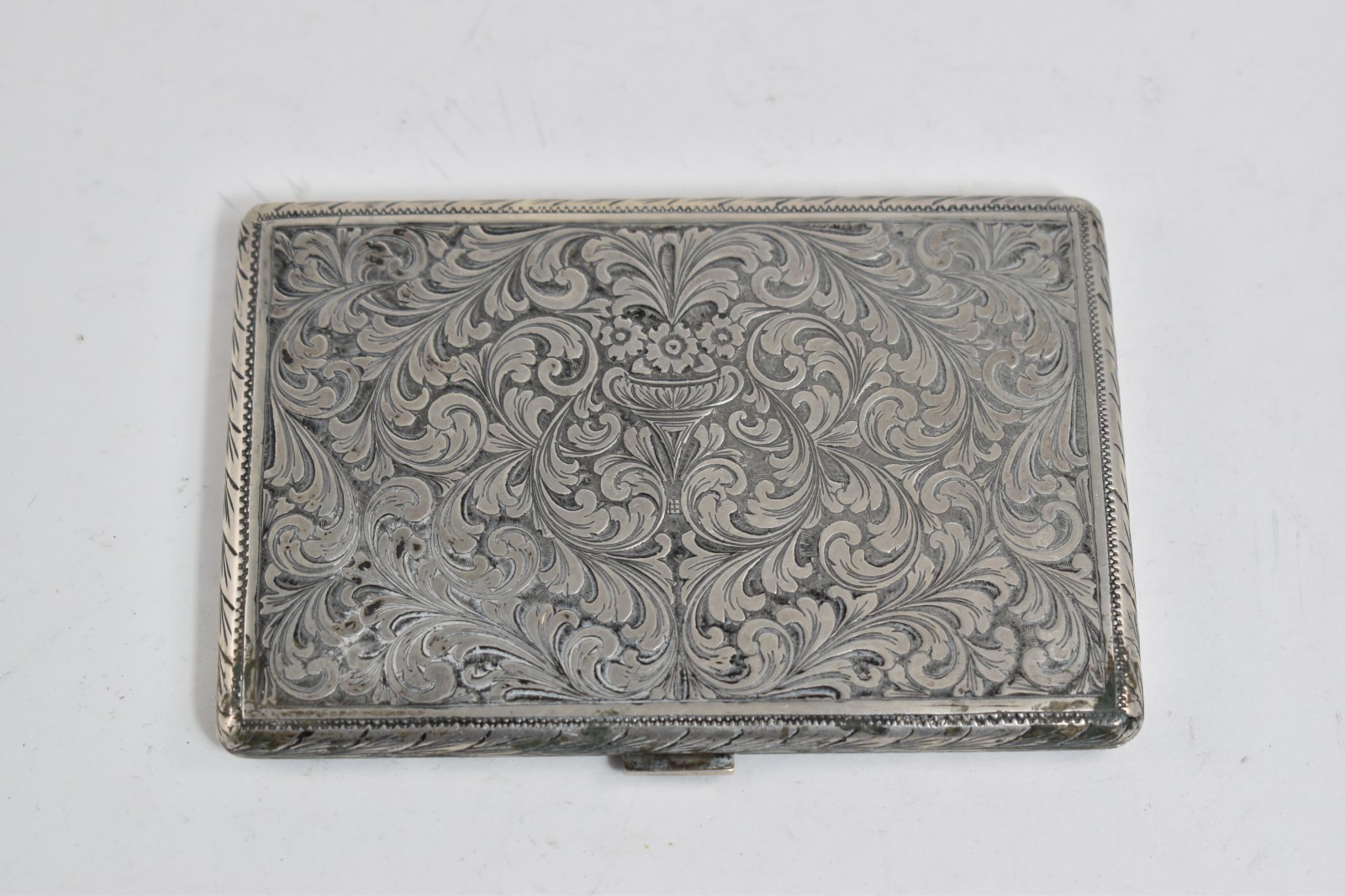 Coin Silver Italian Ornate Scroll Engraved Cigarette Case | Property Room
